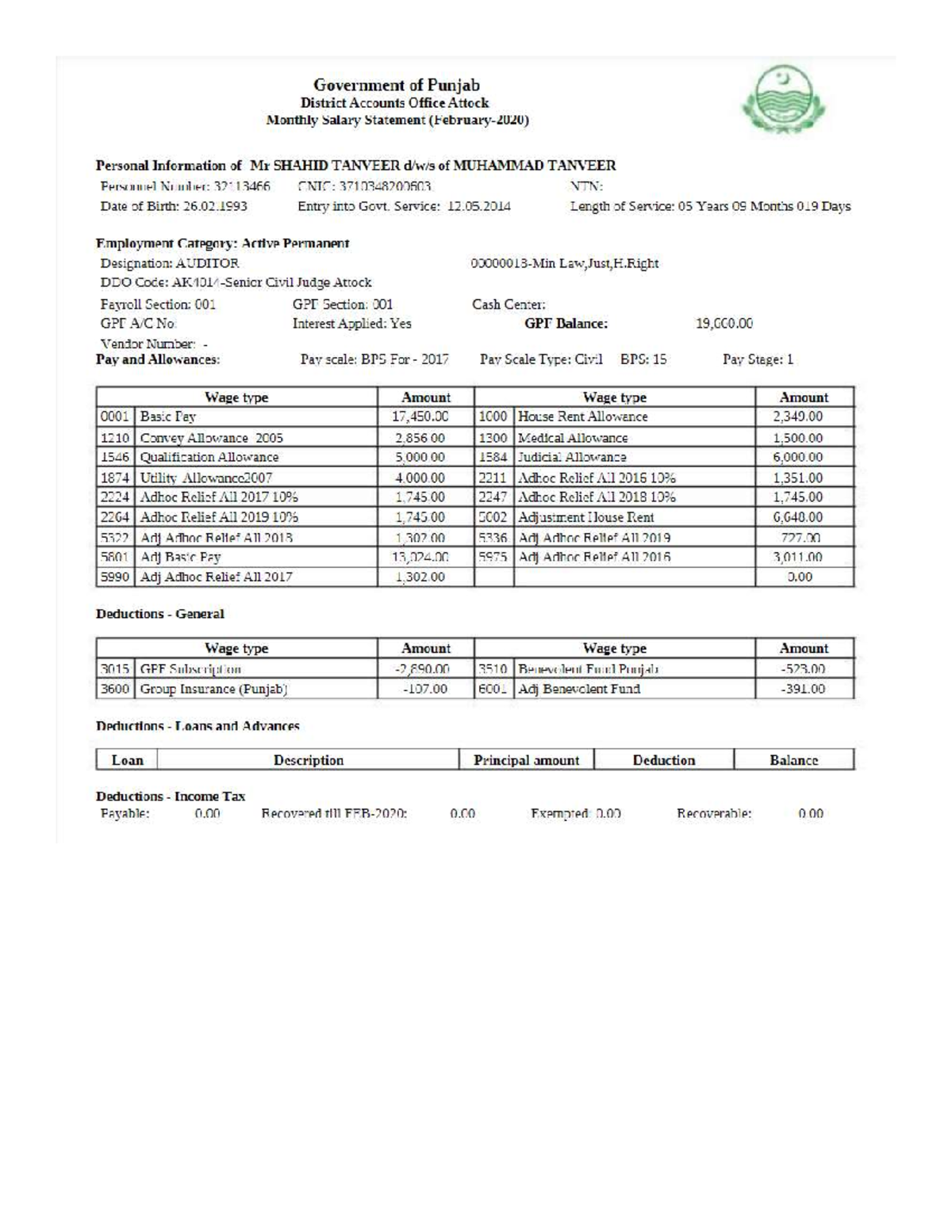 Salary slip - this is sample salery slip - Legal System of Pakistan - Studocu