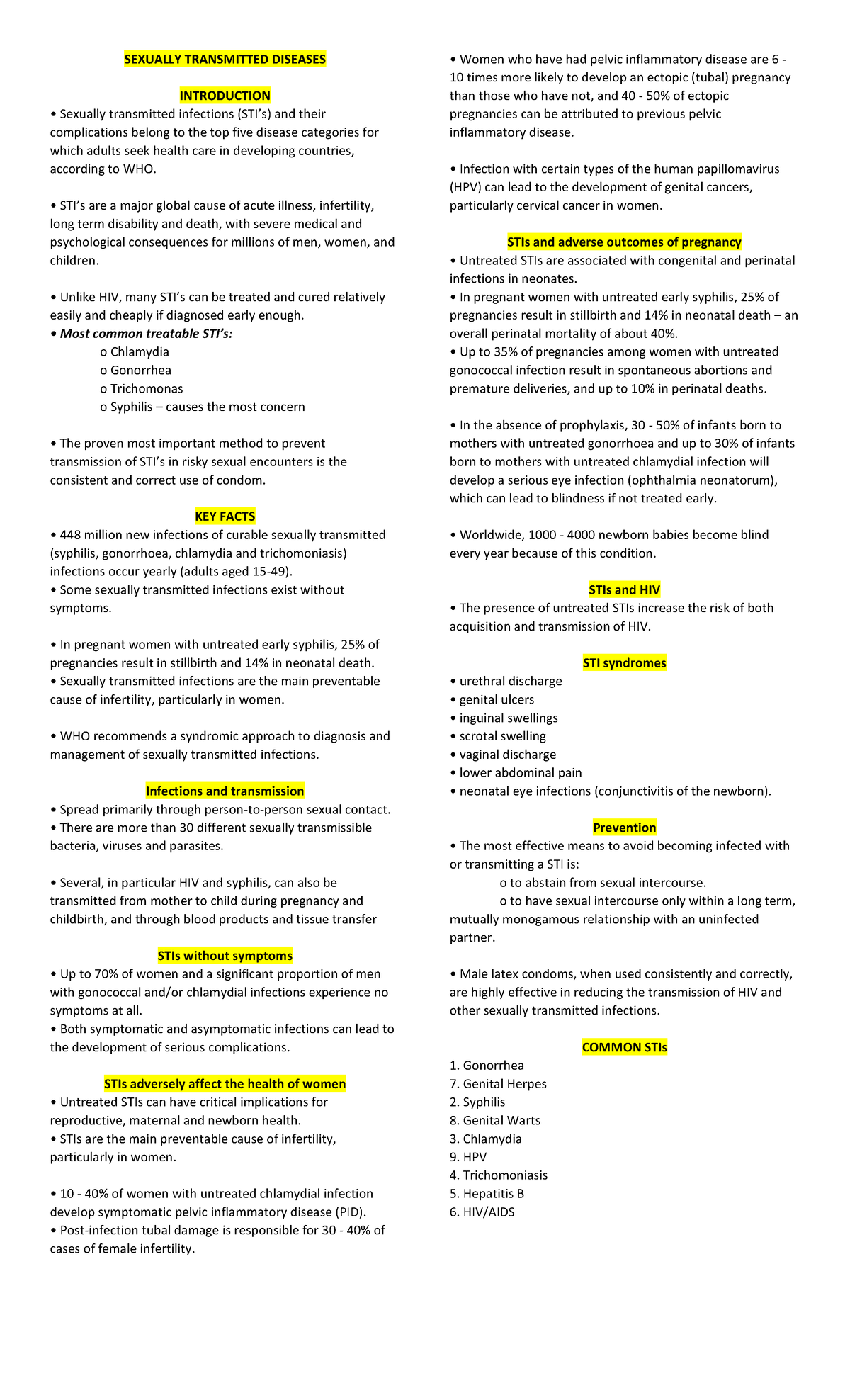 Sexually- Transmitted- Diseases - Health Science - Studocu