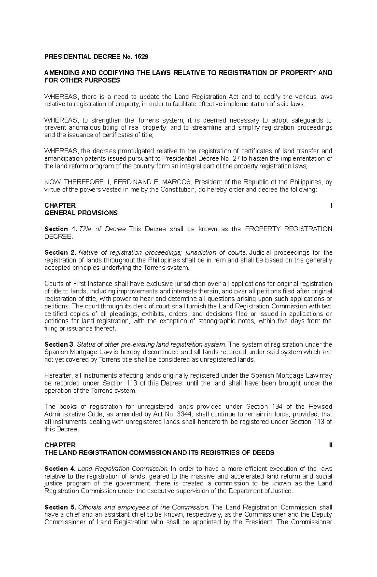 P.D. No. 1529 - P.D. No. 1529.docx - PRESIDENTIAL DECREE No. 1529 ...