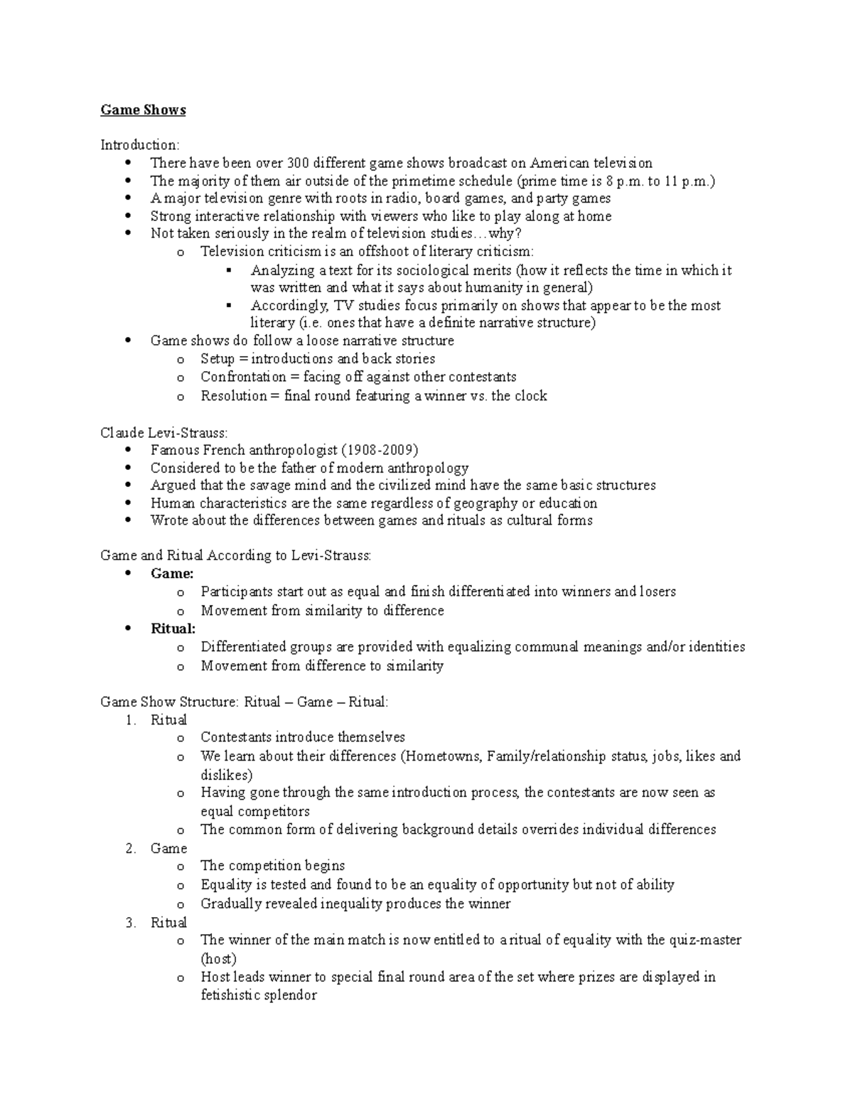 Week 7 - Game Shows - Winter 2018 - Game Shows Introduction: There have ...