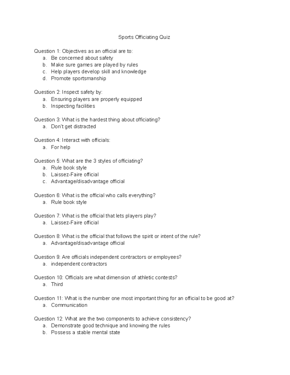 Sports Officiating Quiz - Sports Officiating Quiz Question 1 ...