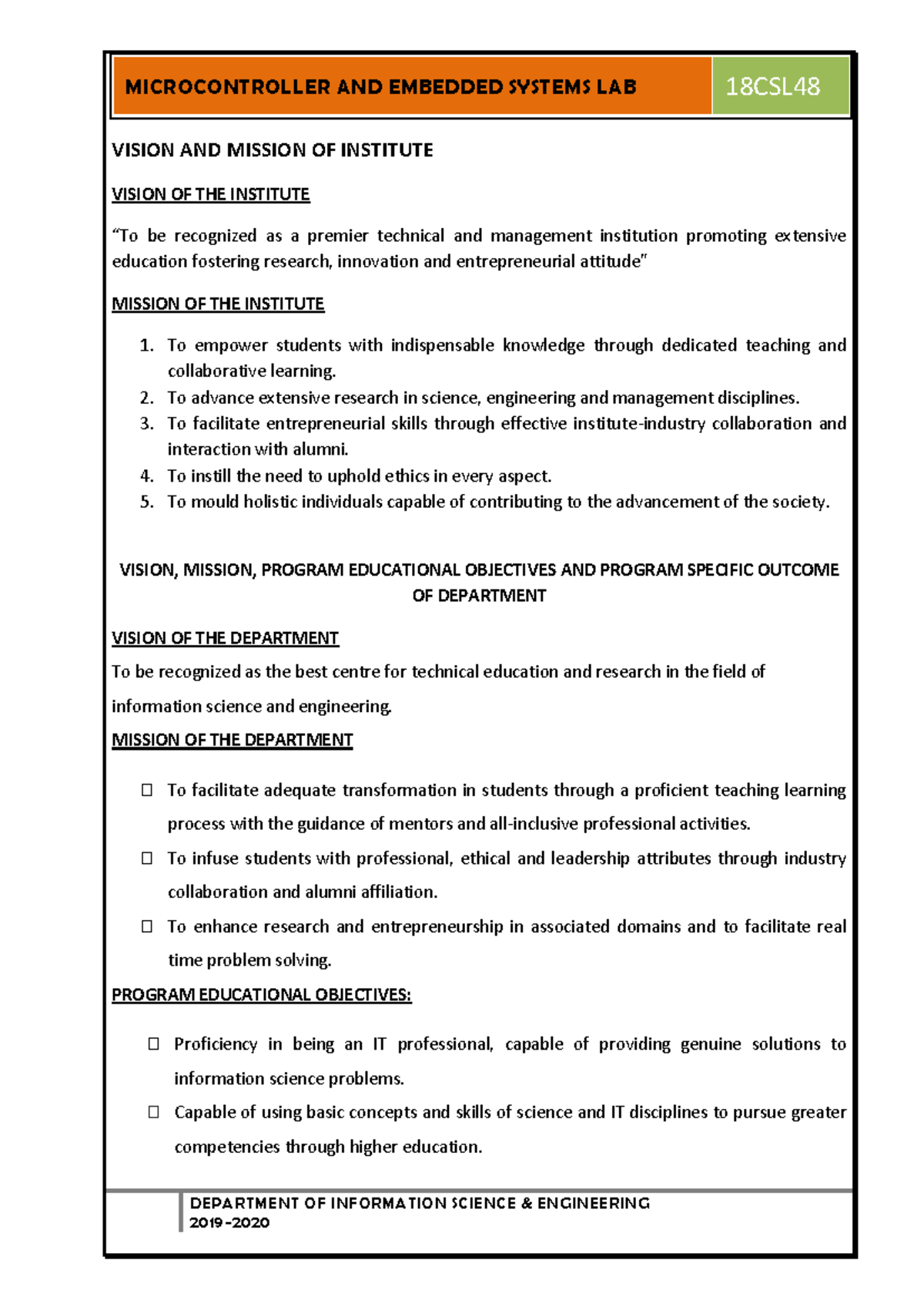 MES-lab-manual Mahi - Lab manual - DEPARTMENT OF INFORMATION SCIENCE ...