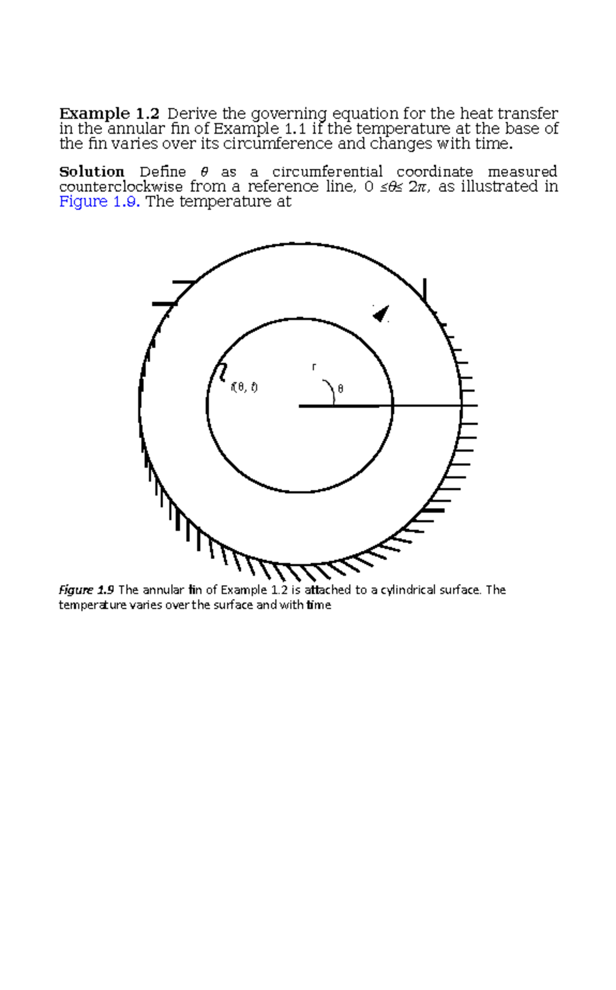 Derive the governing equation - Solution Define θ as a circumferential ...
