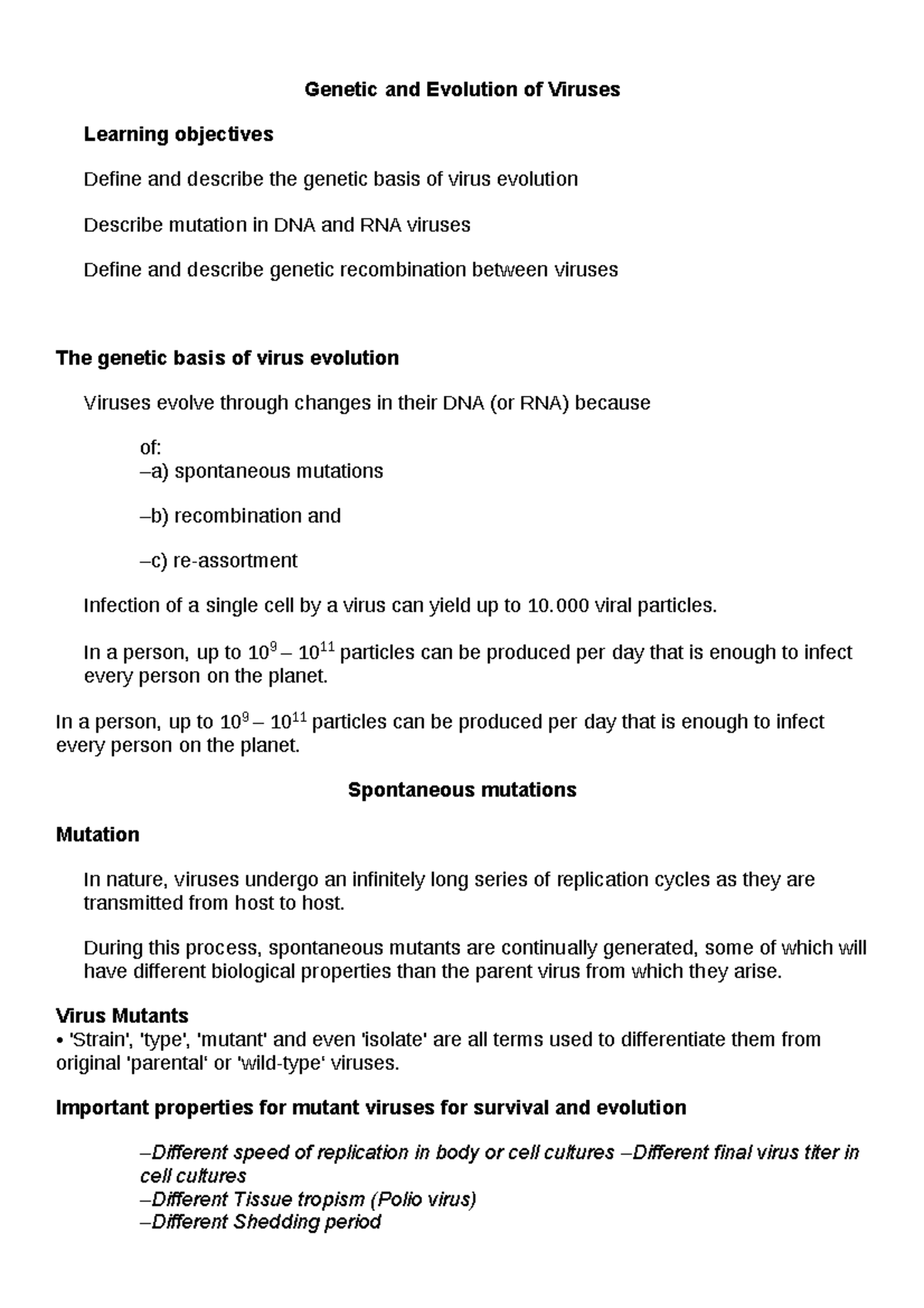Genetic and Evolution of Viruses - Genetic and Evolution of Viruses ...