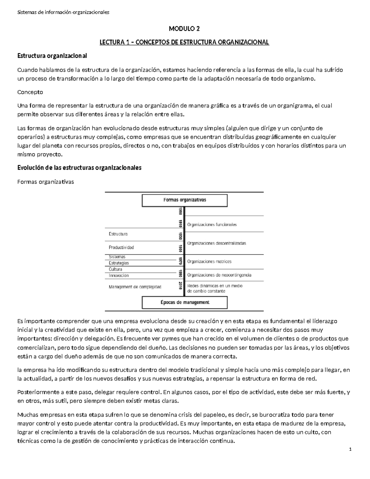 Modulo 2 - MODULO 2 LECTURA 1 – CONCEPTOS DE ESTRUCTURA ORGANIZACIONAL Estructura organizacional ...