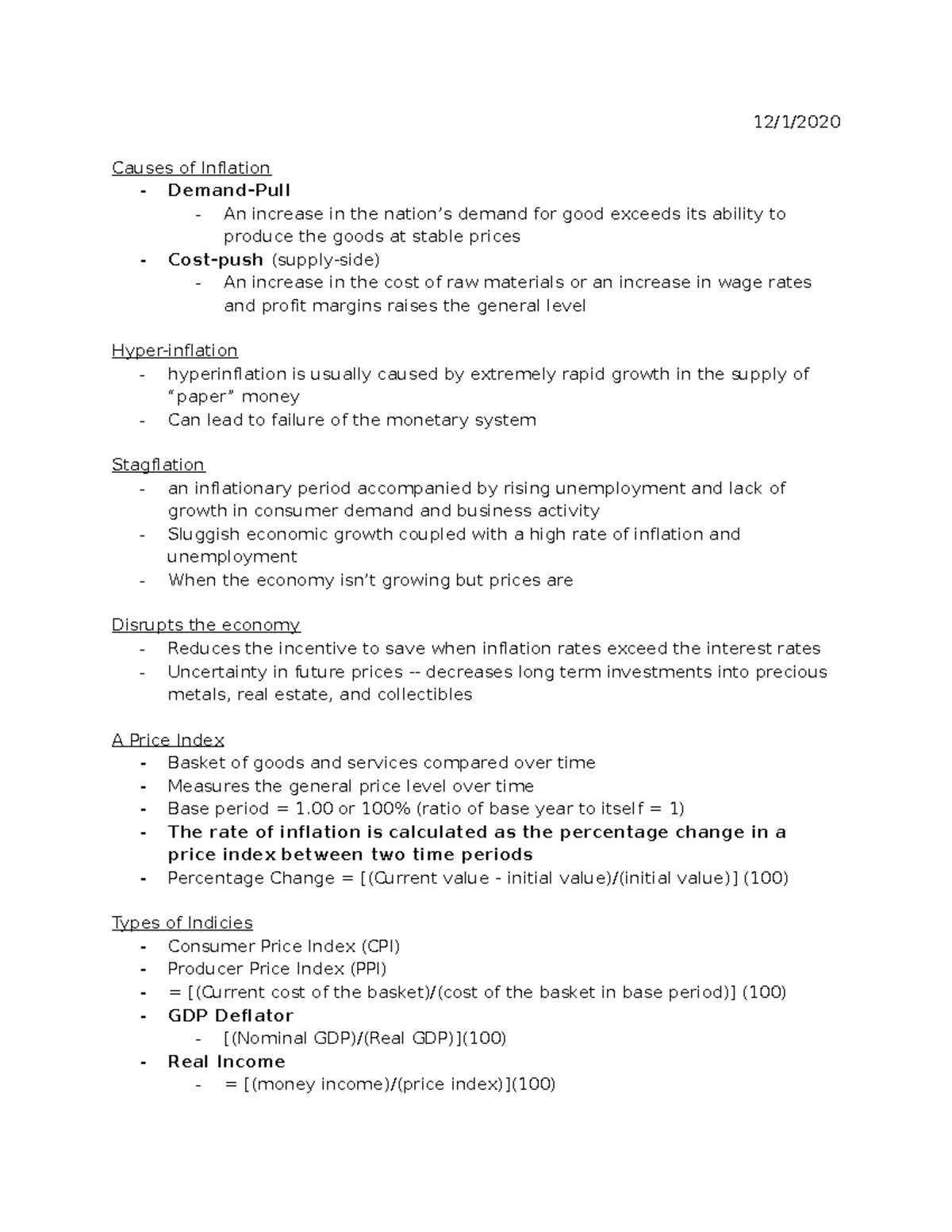 AP MACROECONOMICS December Notes - 12/1/ Causes of Inflation - Demand ...