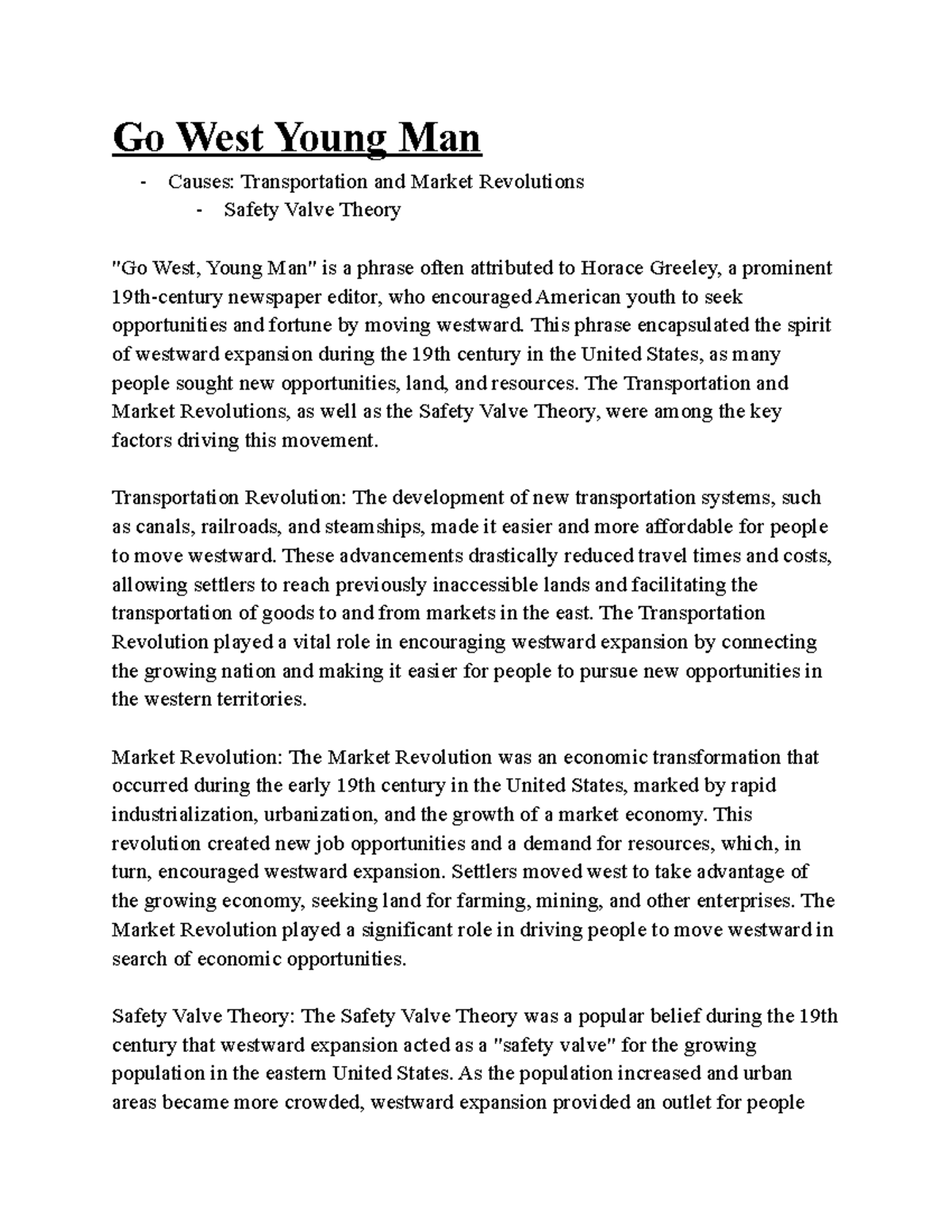 1 Go West Young Man - lecture notes Rachel Gunter - Go West Young Man ...