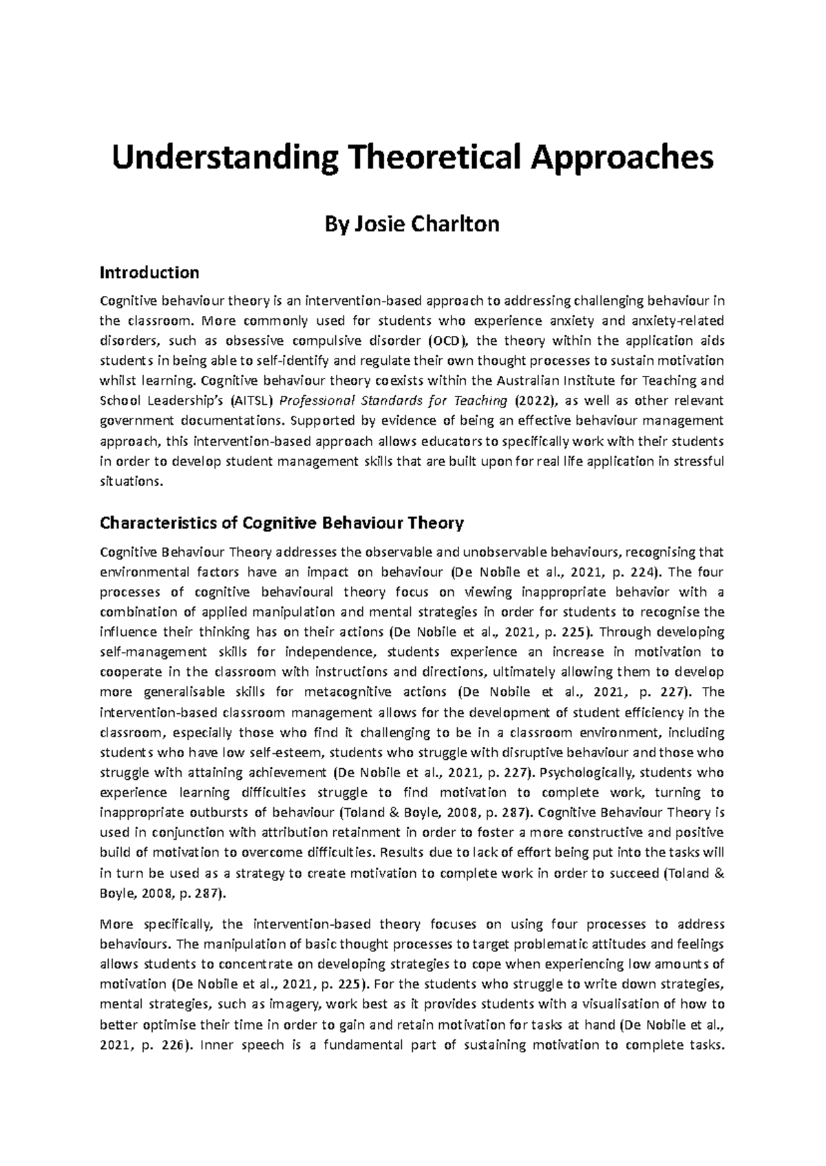 EEA406 Assessment 3 - Essay - Understanding Theoretical Approaches By ...