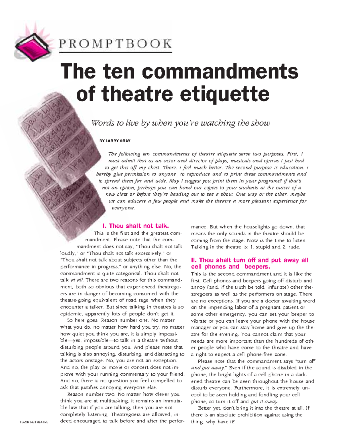 Theatre IIVTen Commandmentsof Audience Etiquette Article-1 - TEACHING ...