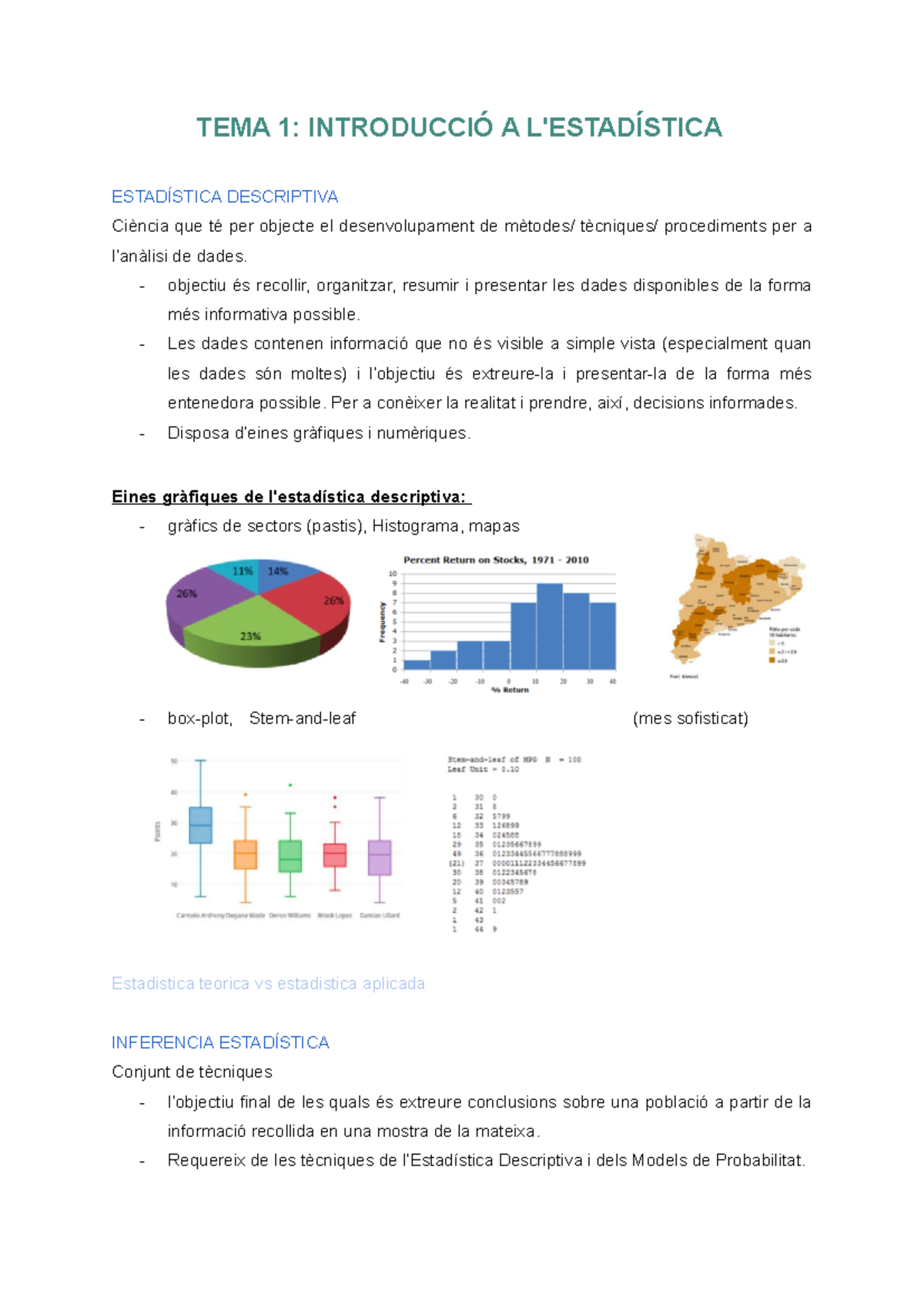 Estadística 1 - apuntes de estadistica para el examen - TEMA 1 ...
