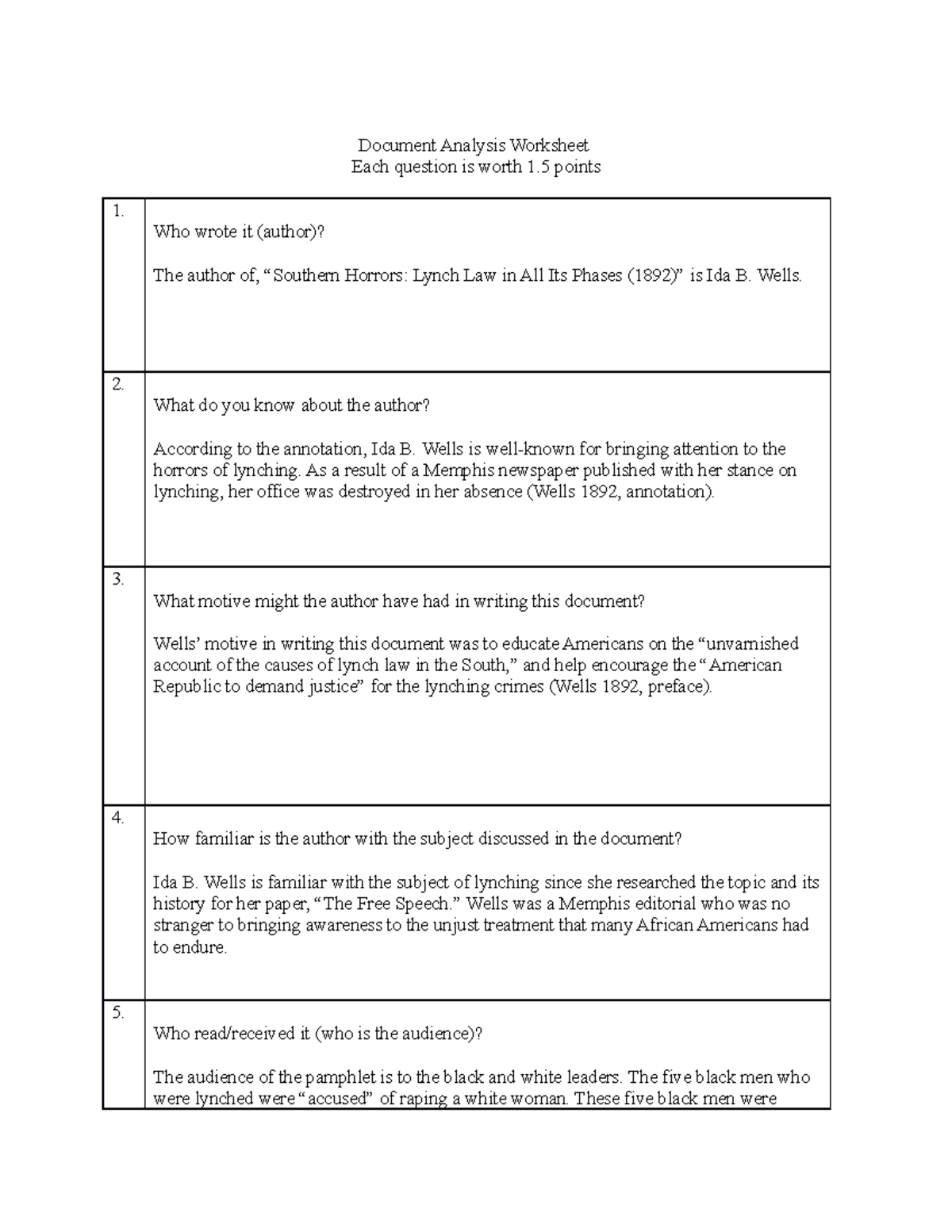 Worksheet - Document Analysis Worksheet Each question is worth 1 points ...