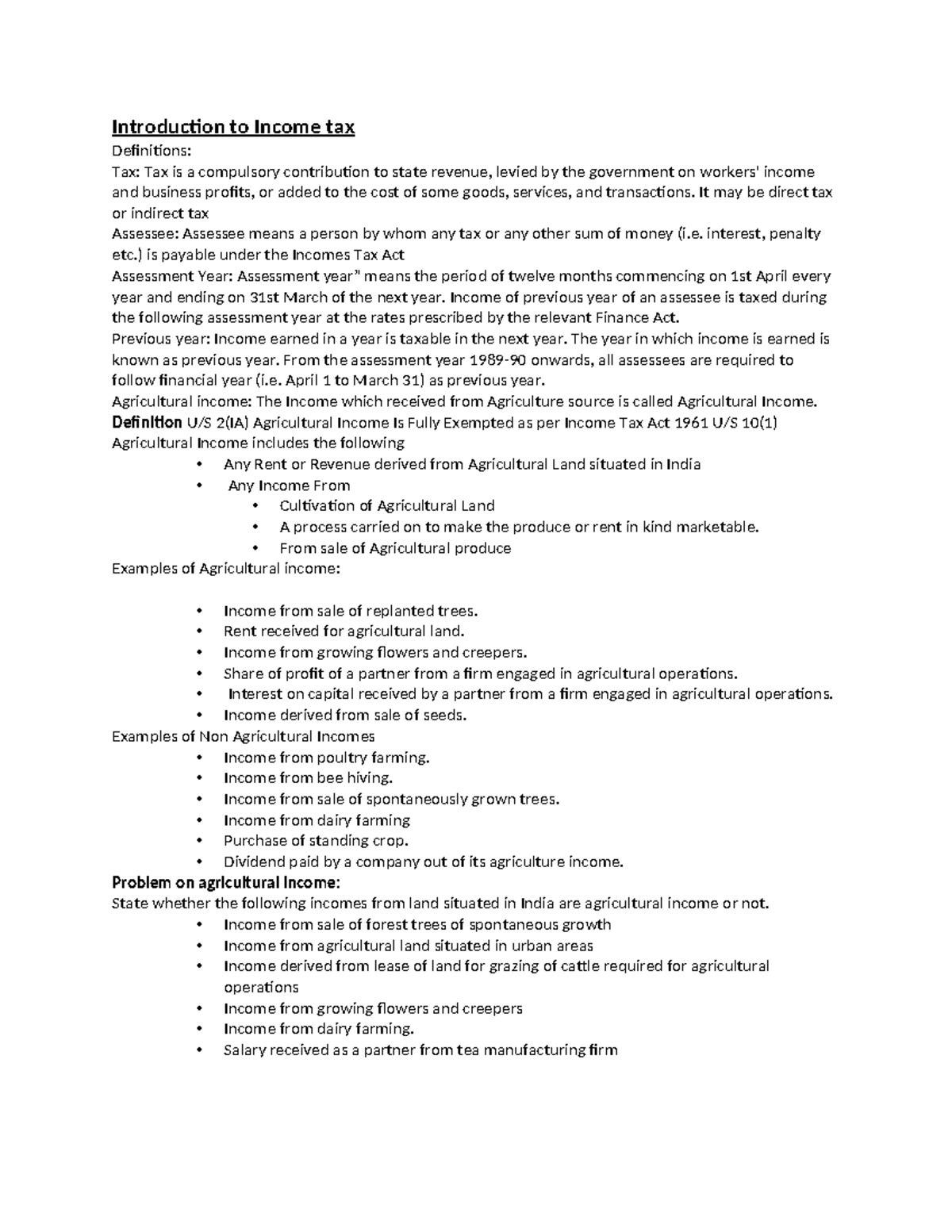 Taxation 2 - Lecture notes 4 - Introduction to Income tax Definitions ...