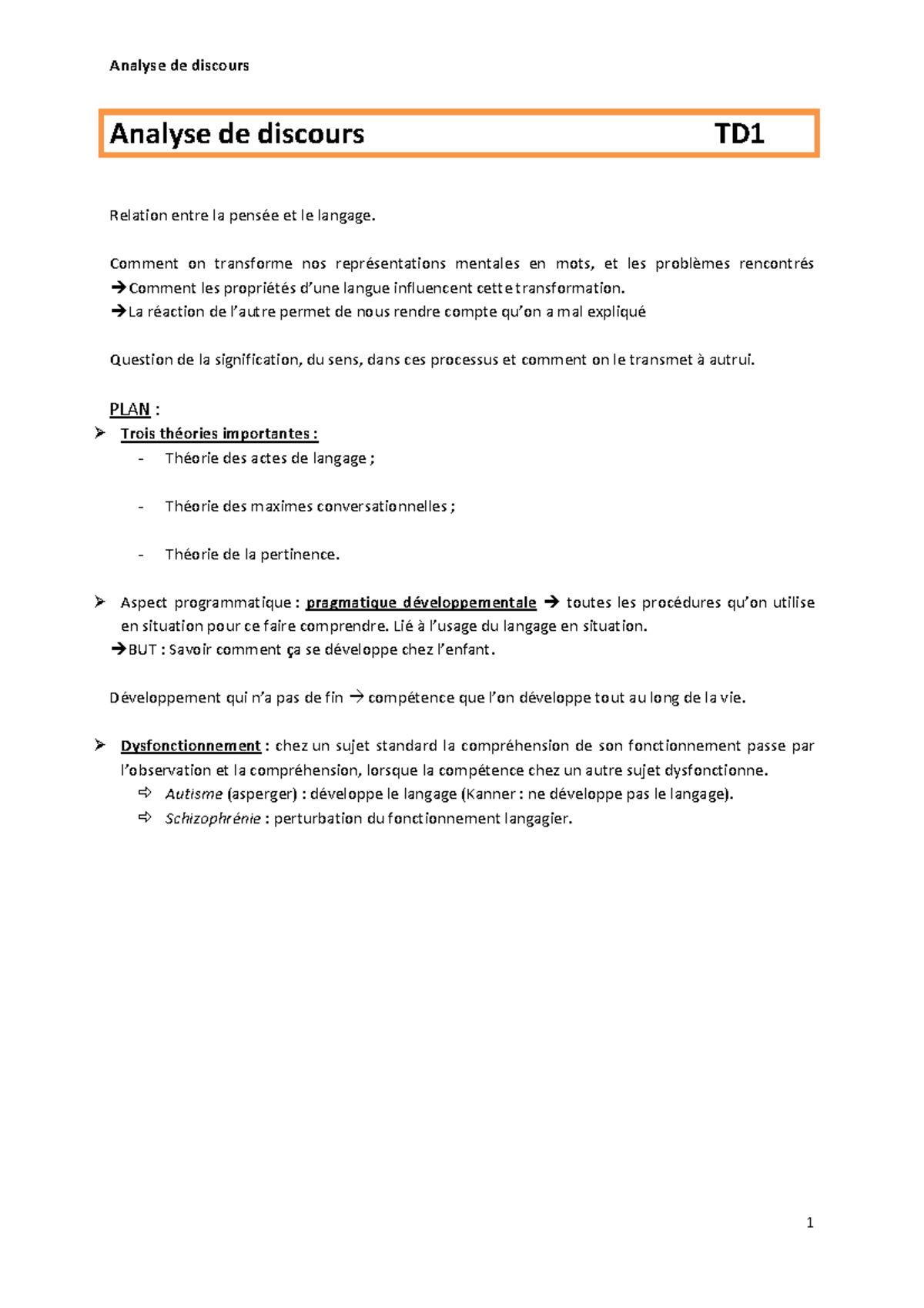 Analyse de discours - Cours de Licence psychologie de l'Université ...