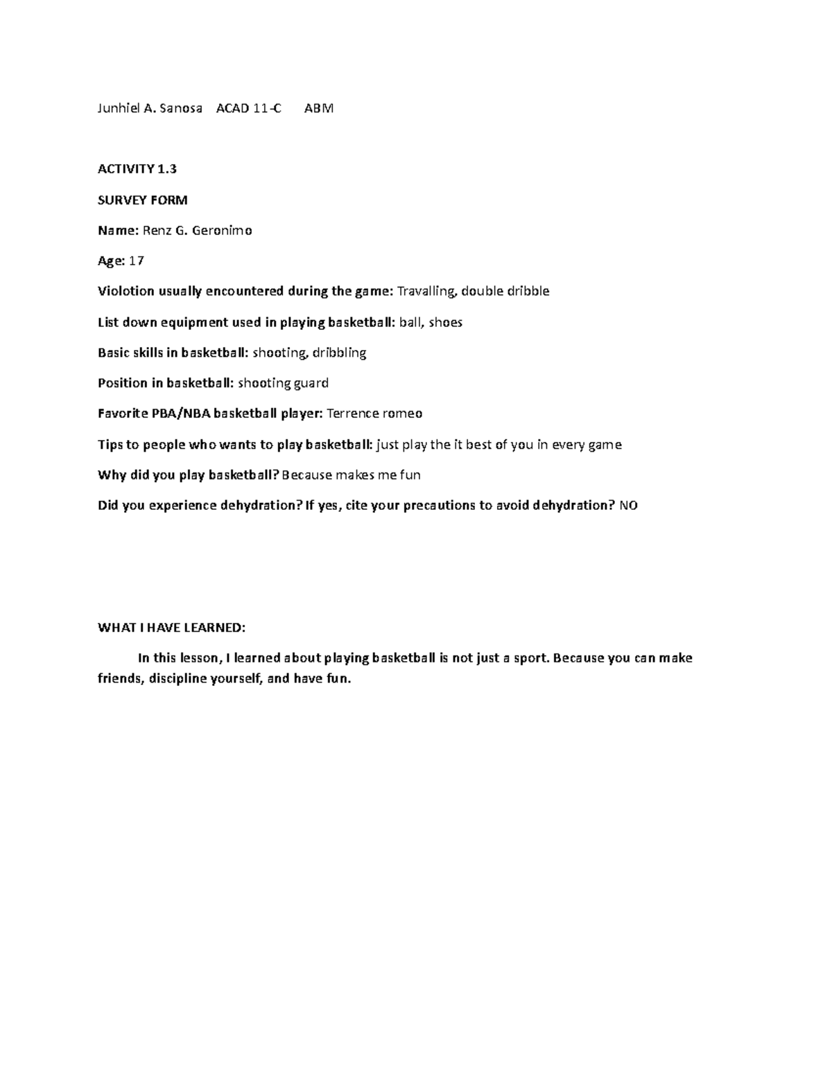 Basketball - Physical Education - Junhiel A. Sanosa ACAD 11-C ABM ...