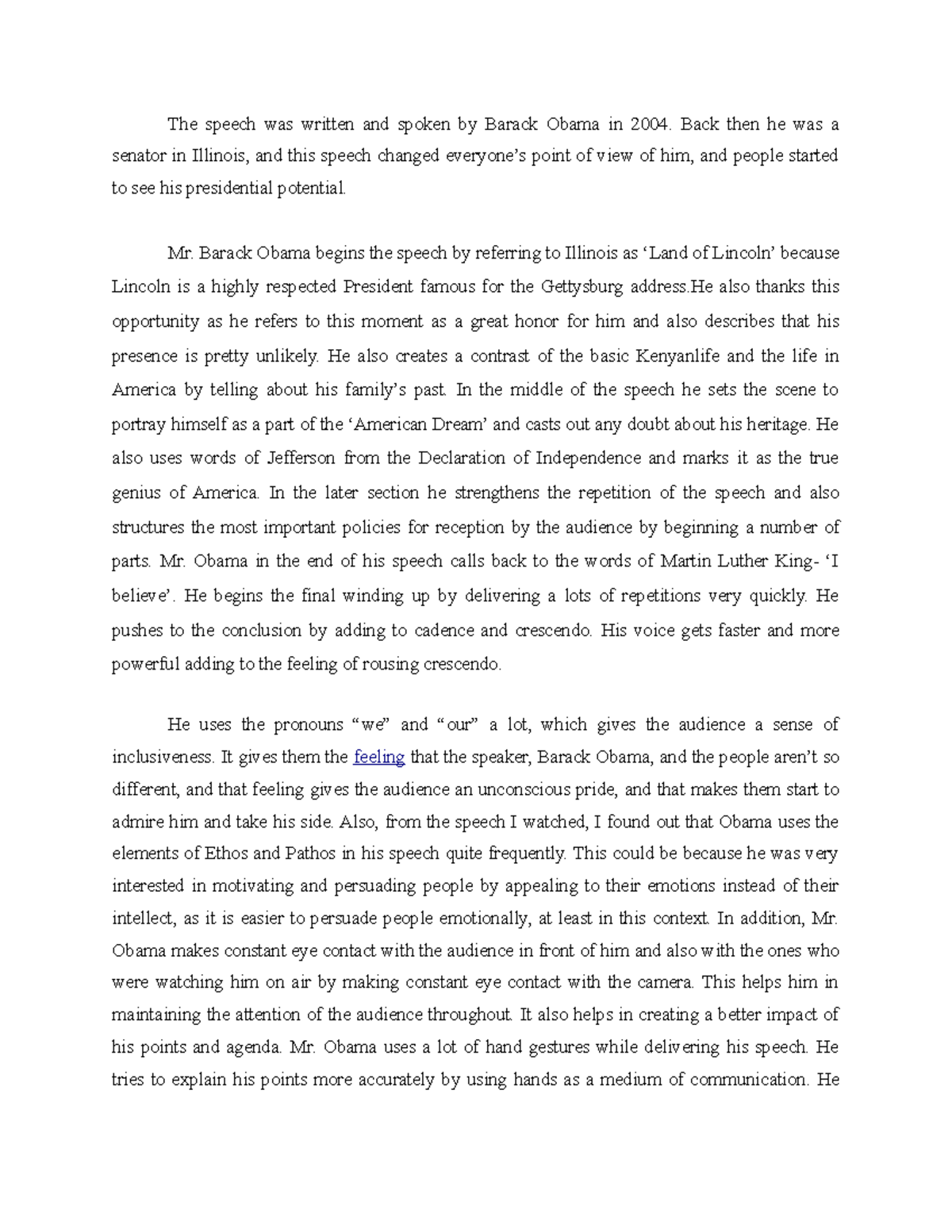 Critique Obama - The speech was written and spoken by Barack Obama in ...