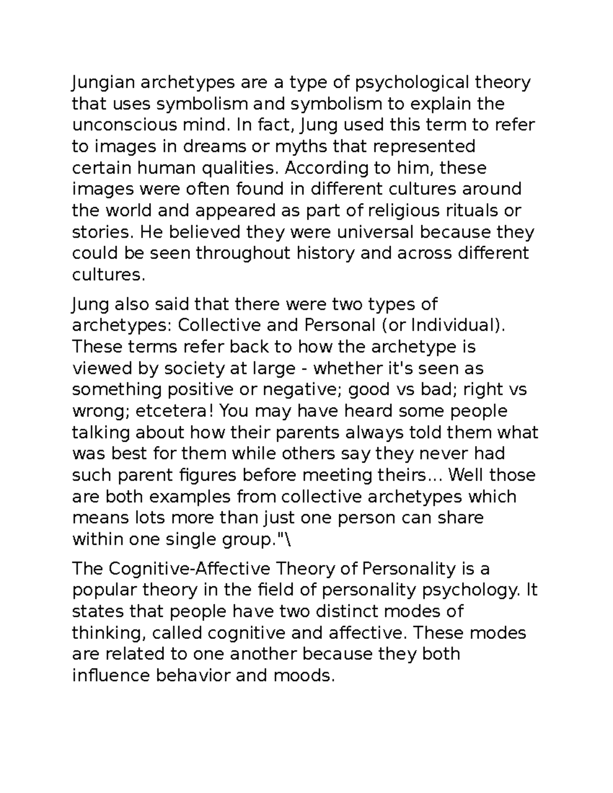 Freud, Carl Jung is another important personality theorist - Jungian ...