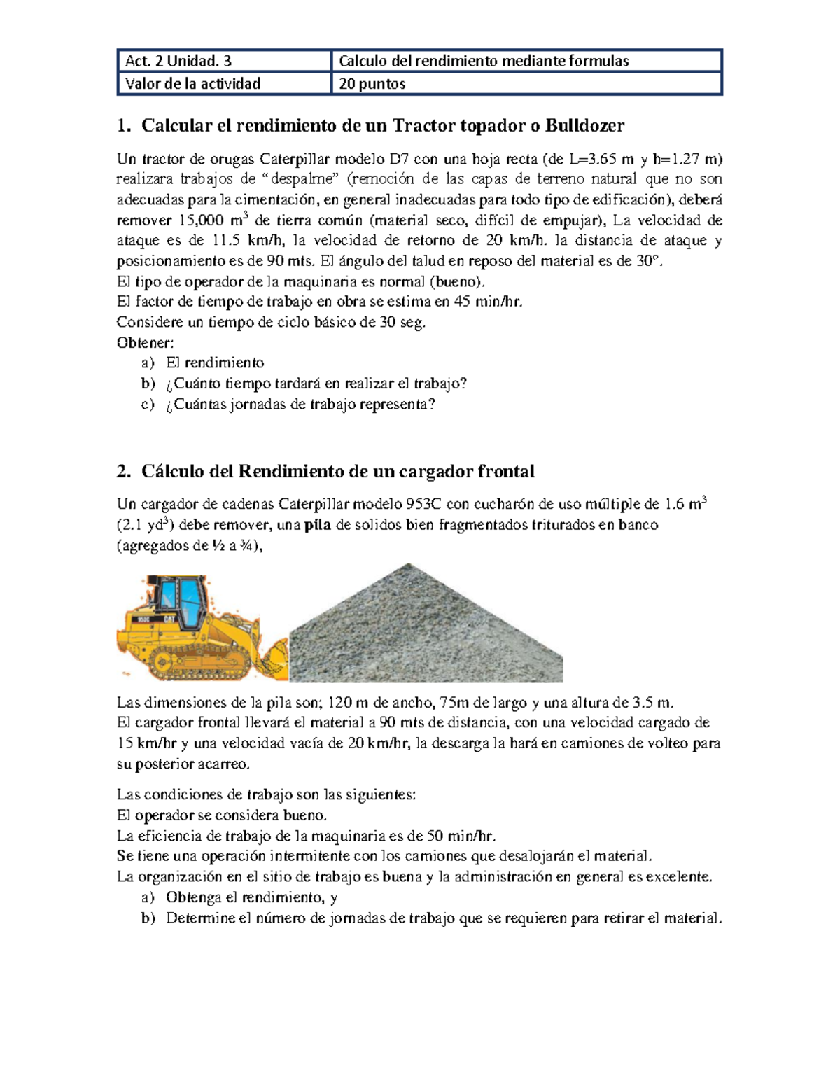 Act. 2 U3. Calculo del rendimiento mediante formulas - Act. 2 Unidad. 3 ...
