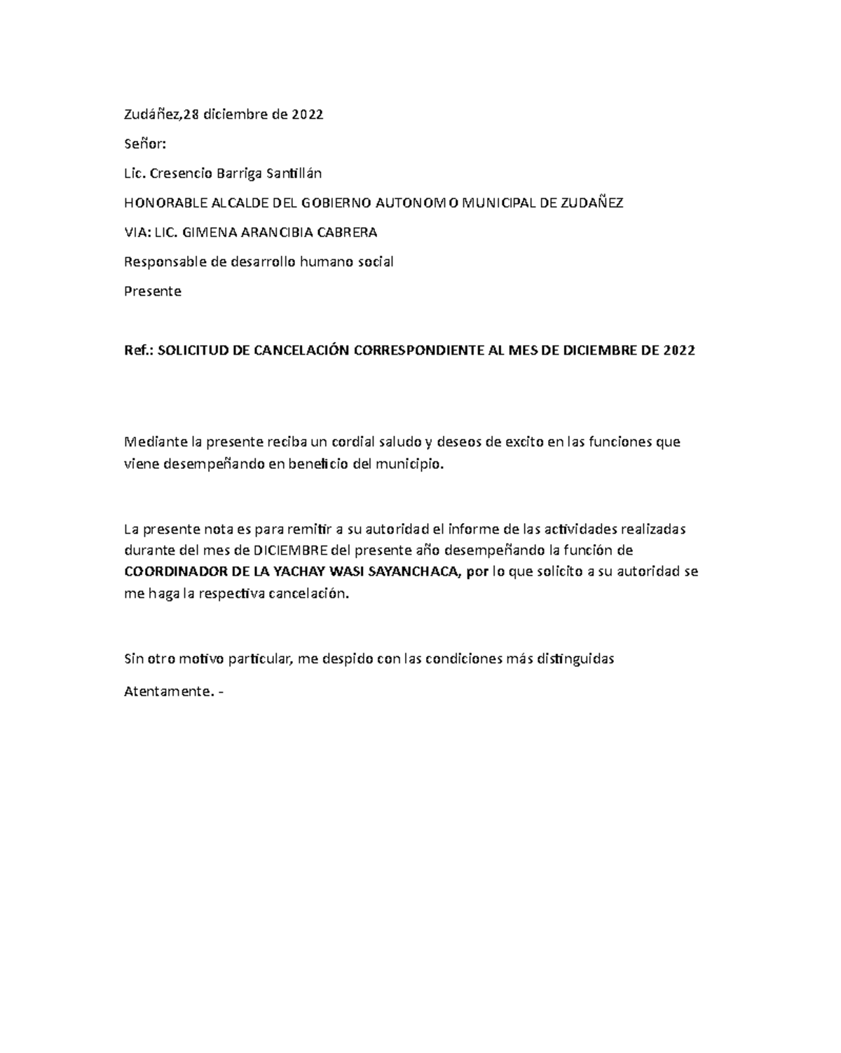 Carta al Alcalde - dasfaSDASD SA ASDF ASD SAD SA - Zudáñez,28 diciembre ...