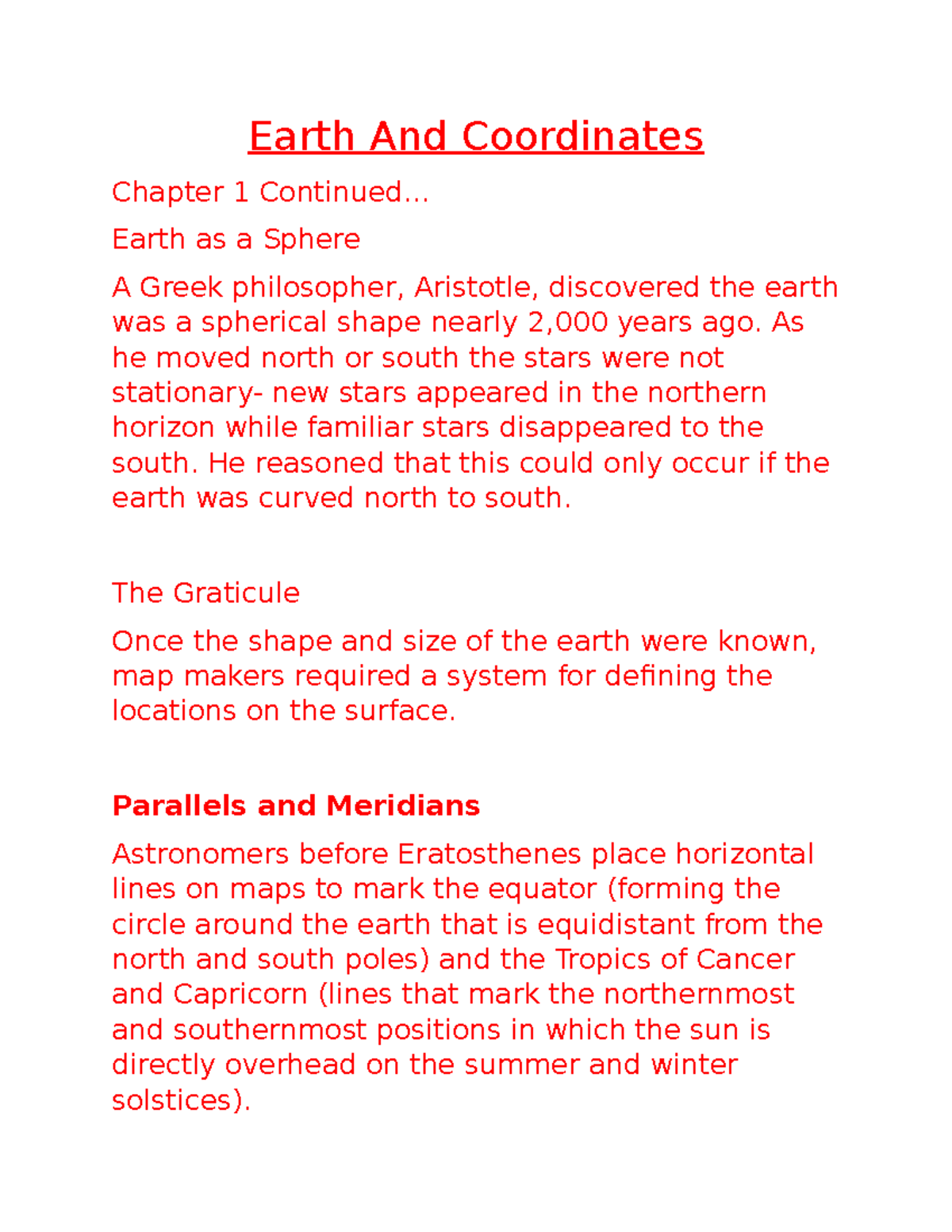 Map Use and Analysis Chapter 1 Cont - Earth And Coordinates Chapter 1 ...