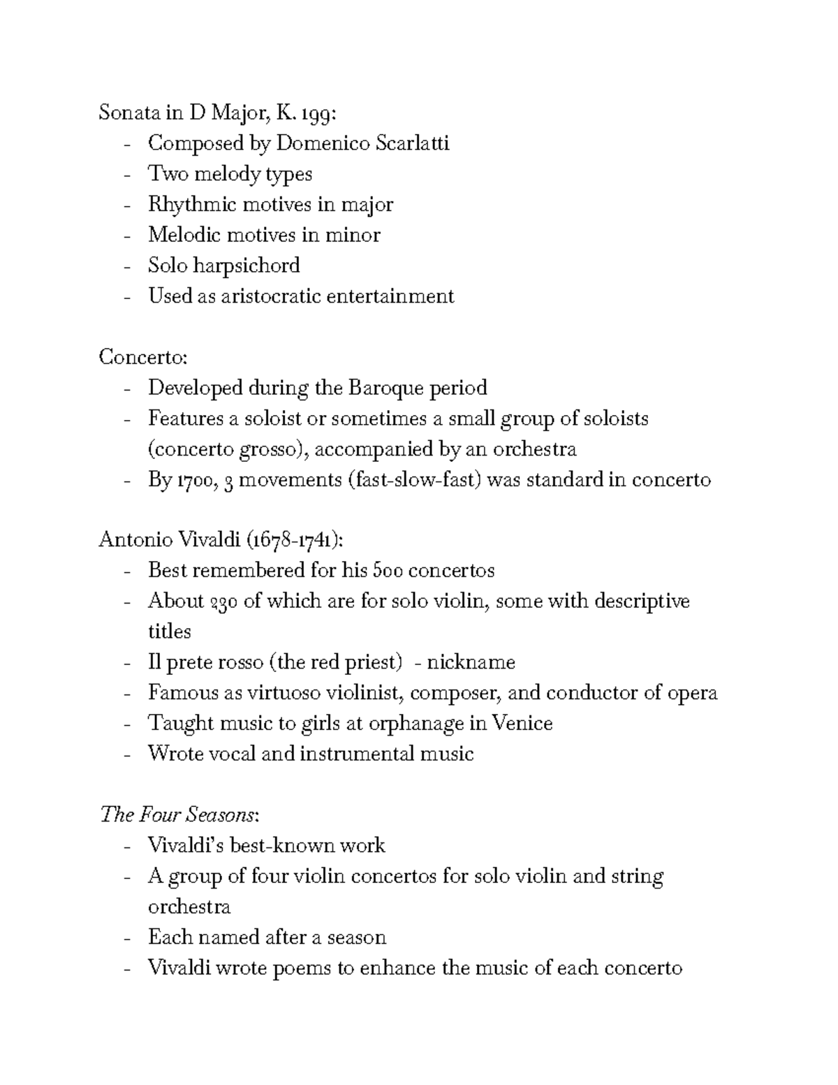 MUS 111 Semester 1 - Fall 2022 - Notes pt. 3 - Sonata in D Major, K ...