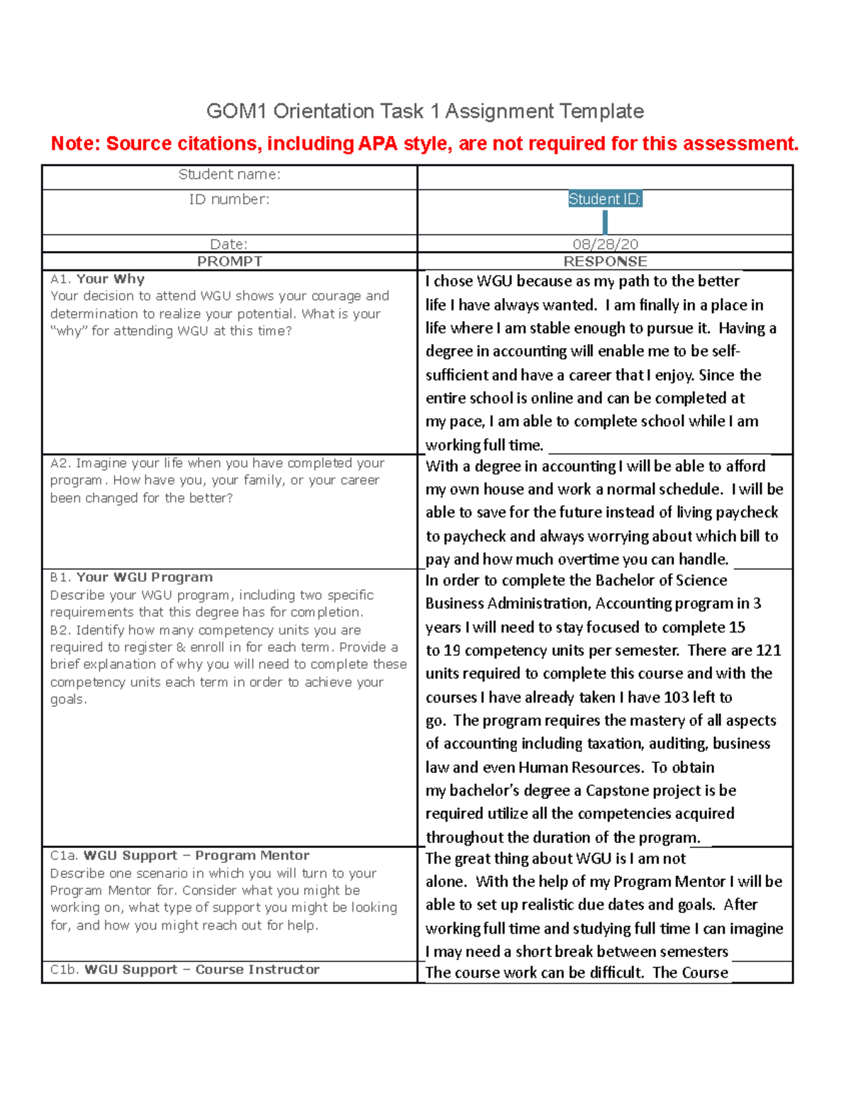 Orientation Task; Goals and Schedule - GOM1 Orientation Task 1 ...