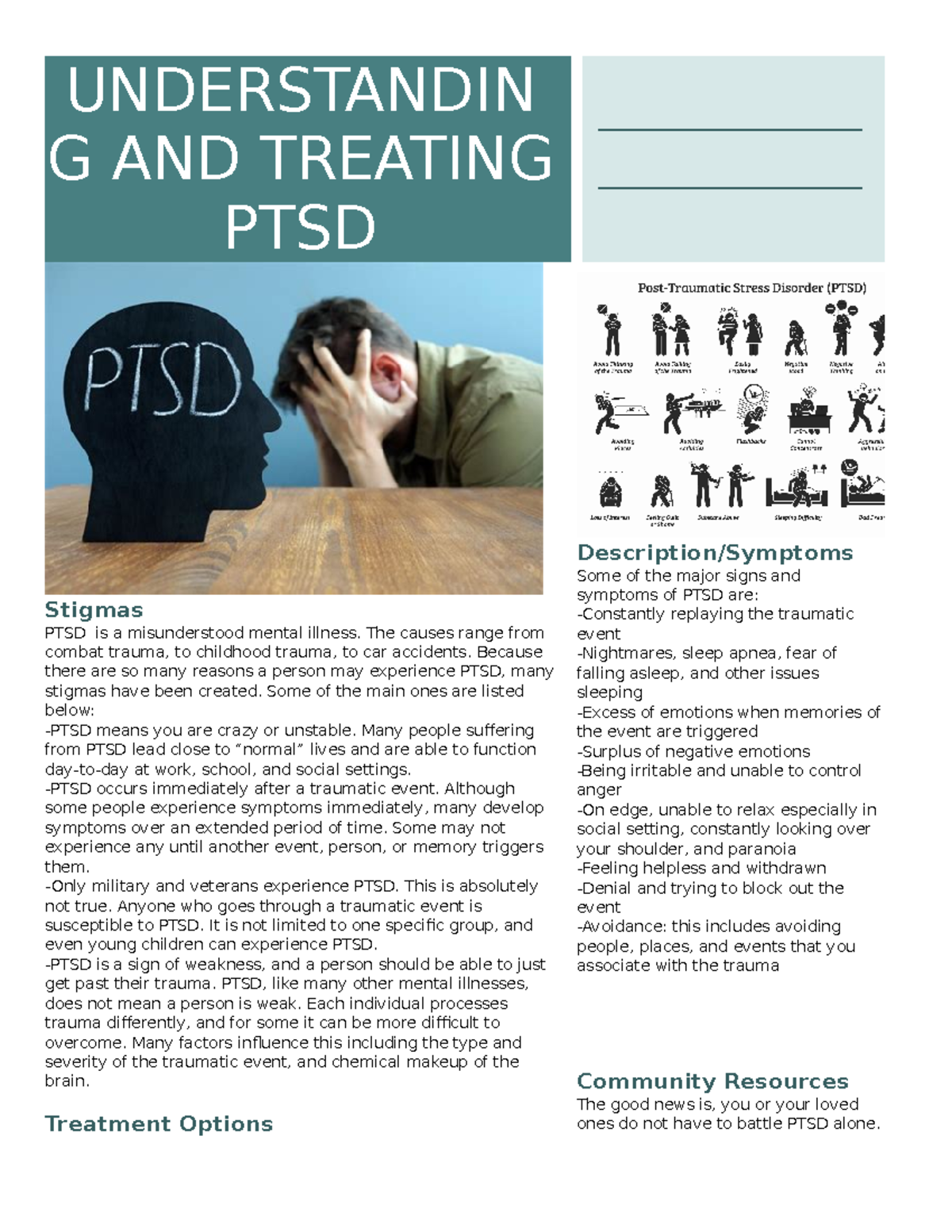 Mental Health Flyer - Template - UNDERSTANDIN G AND TREATING PTSD ...