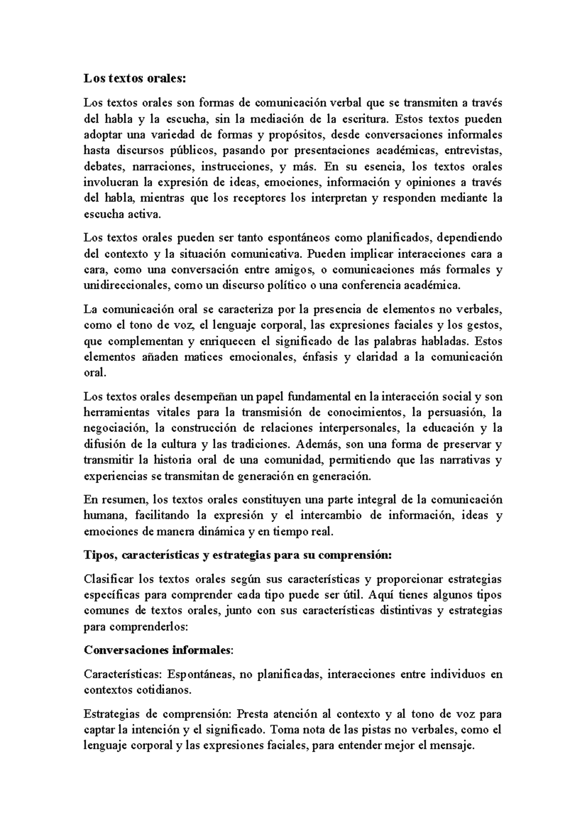 LOS Textos Orales Exposicion - Los textos orales: Los textos orales son ...