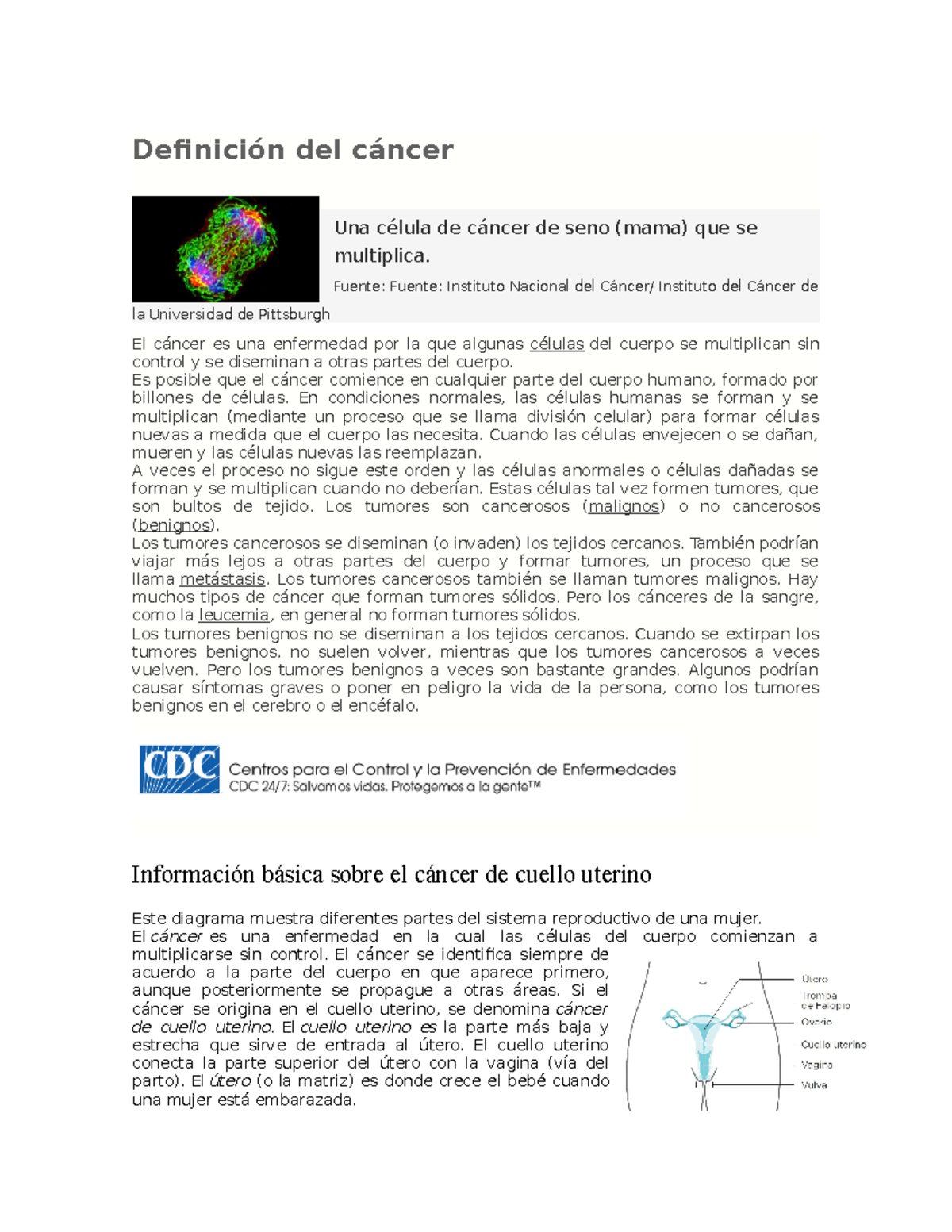 2º Definición del cáncer - Definición del cáncer Una célula de cáncer ...