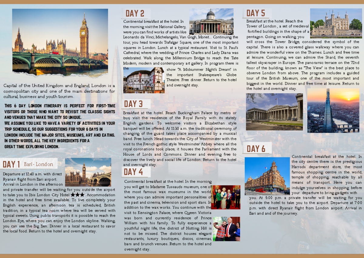 Brochure Londra 2 - Breakfast at the hotel. Reach Buckingham Palace by ...