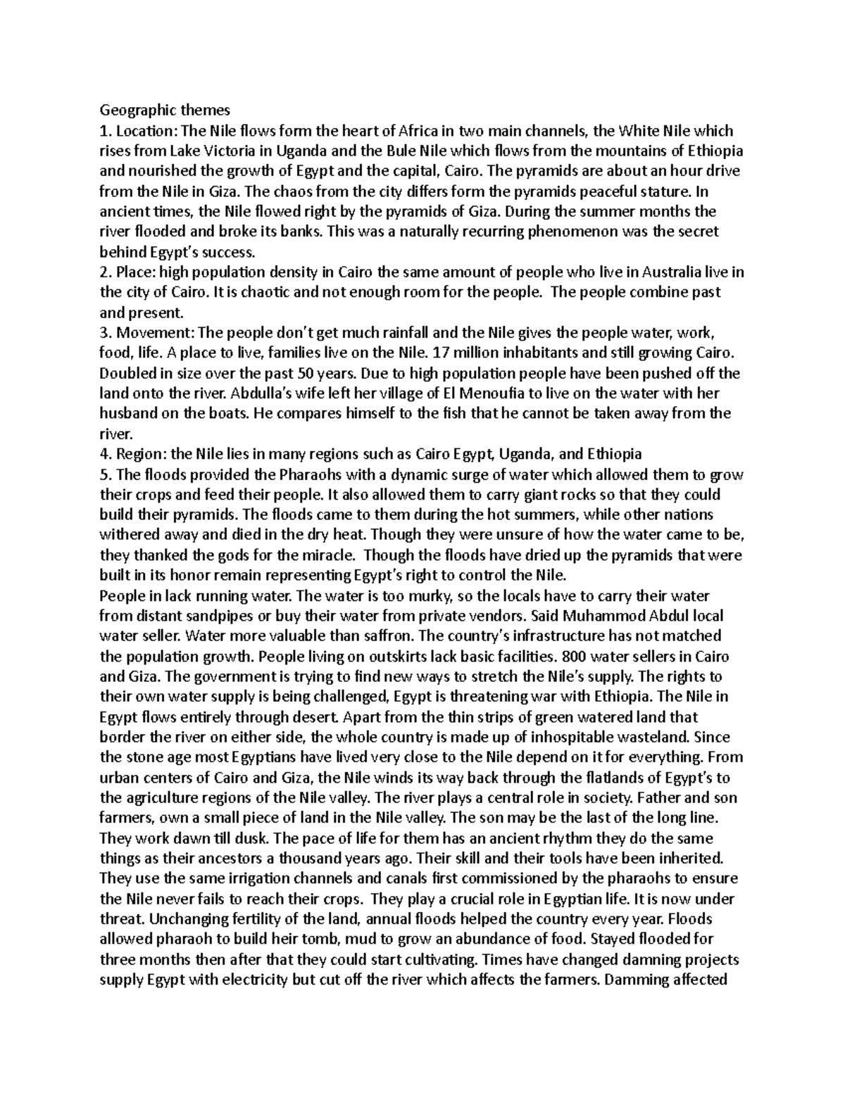 Geographic themes - Paper assignment from the lecture material ...