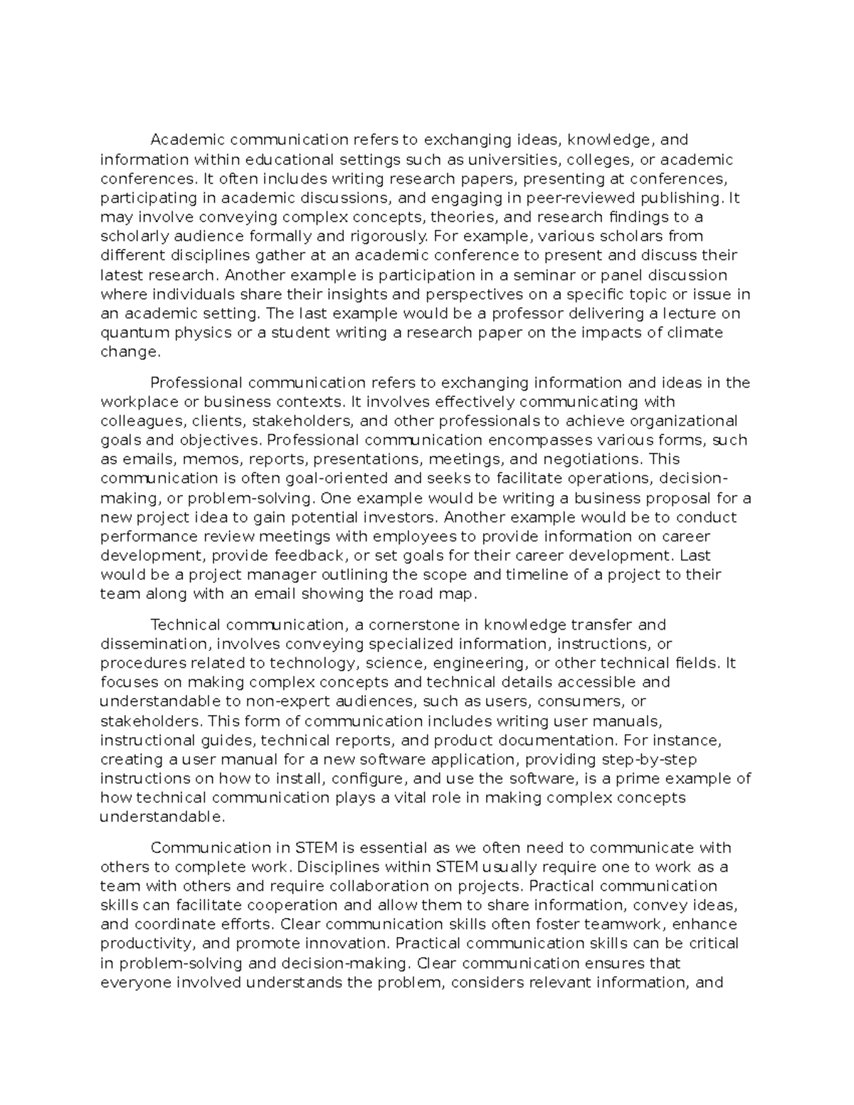 1.1 The Importance of Comm in STEM Fields - Academic communication ...