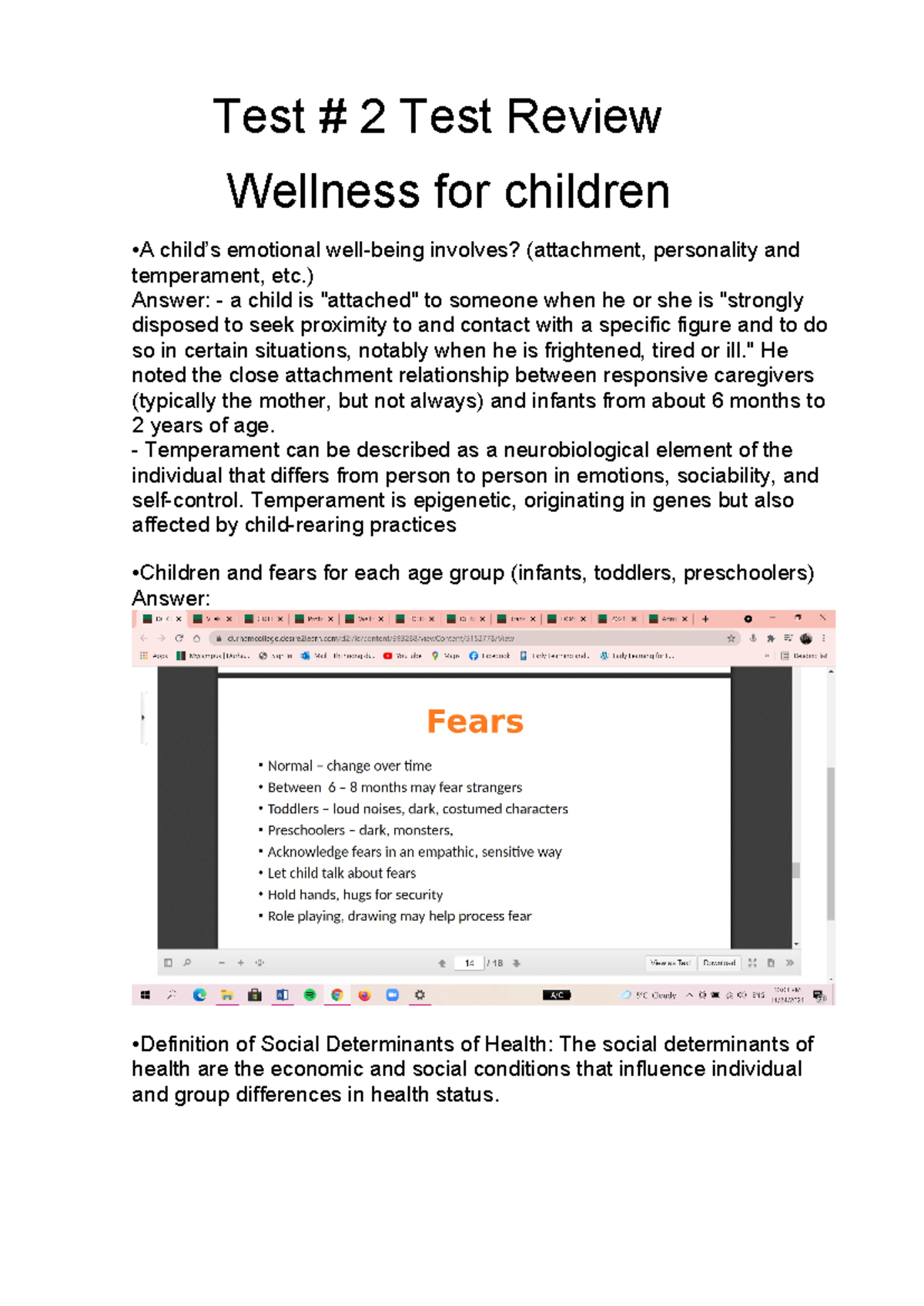 Test 2 Wellness for children - Test # 2 Test Review Wellness for ...