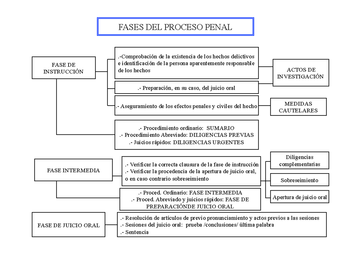 435138428 Esquemas Procesal Penal - FASES DEL PROCESO PENAL FASE DE INSTRUCCIÓN FASE INTERMEDIA ...