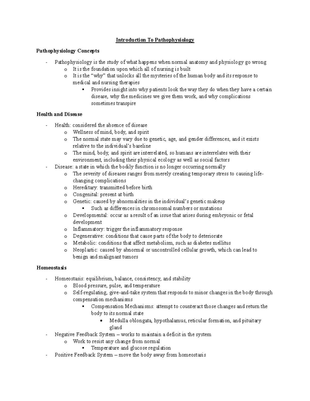 Intro To Pathophysiology - Introduction To Pathophysiology ...