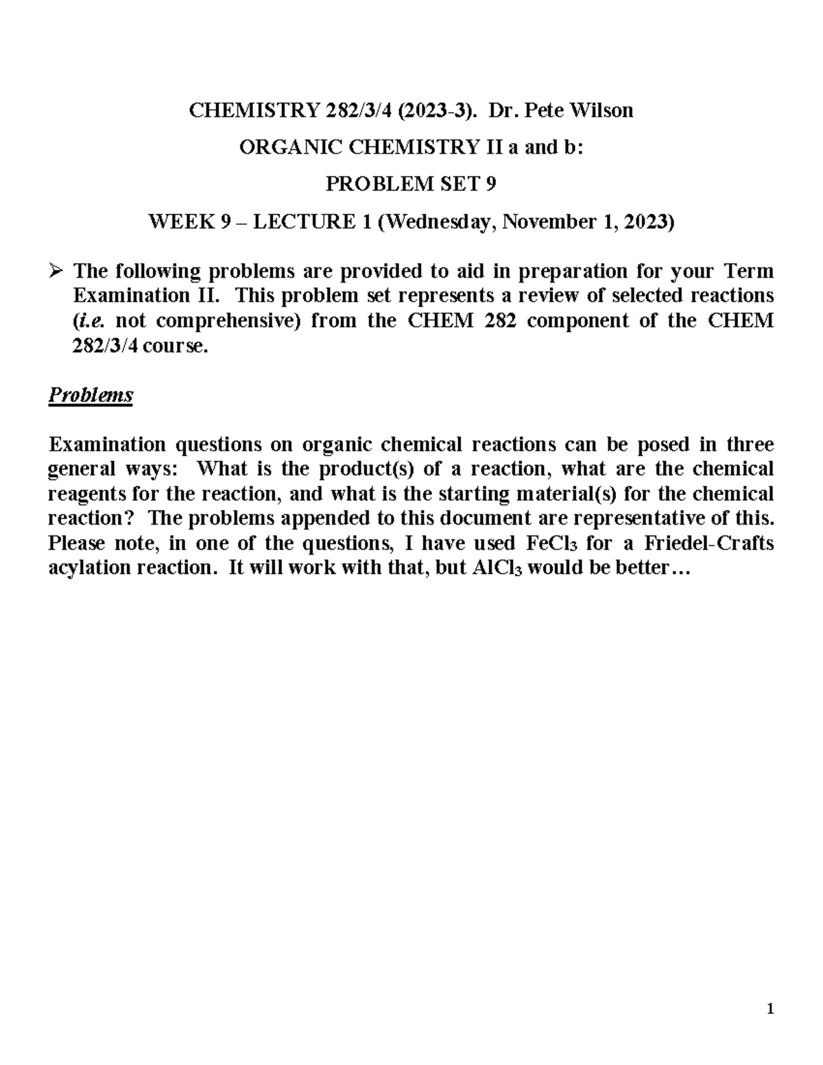 09-CHEM 282 283 284 2023-3 Problem Set 9 - WEEK 9 - CHEMISTRY 282/3/4 ...