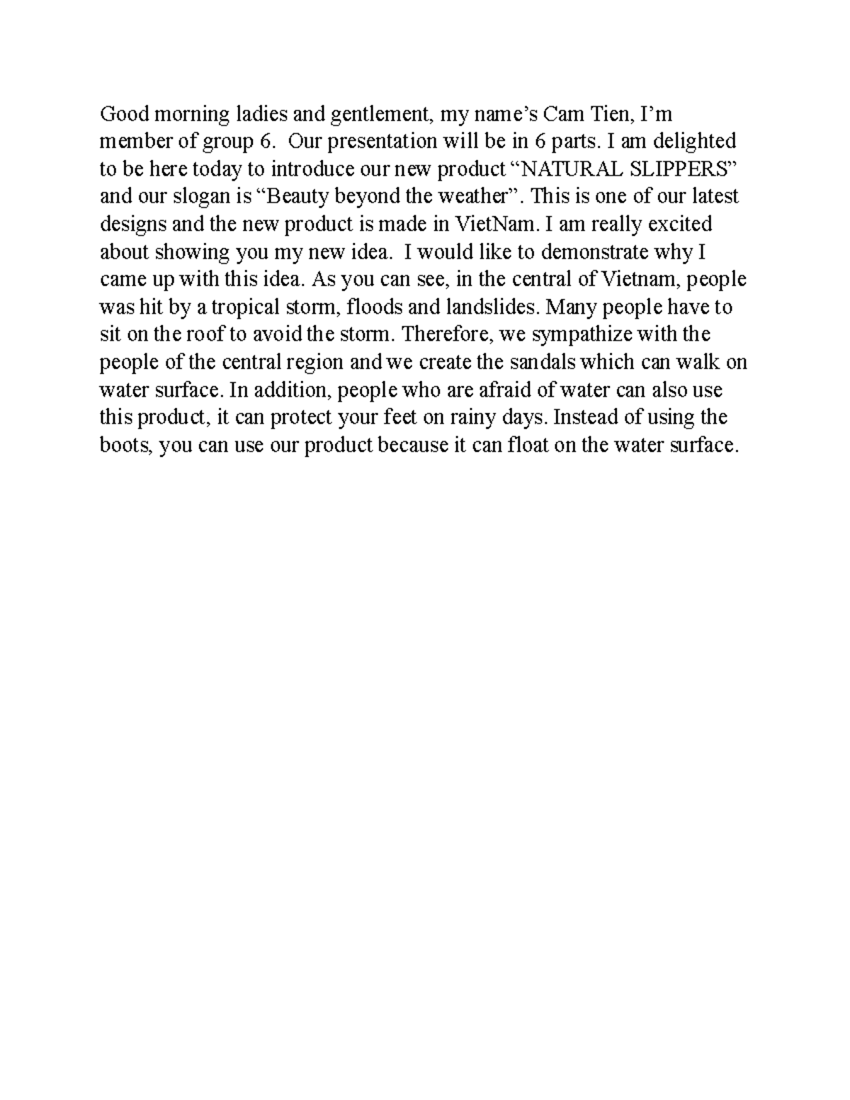 AVHP1 - mnmnmn - Good morning ladies and gentlement, my name’s Cam Tien ...