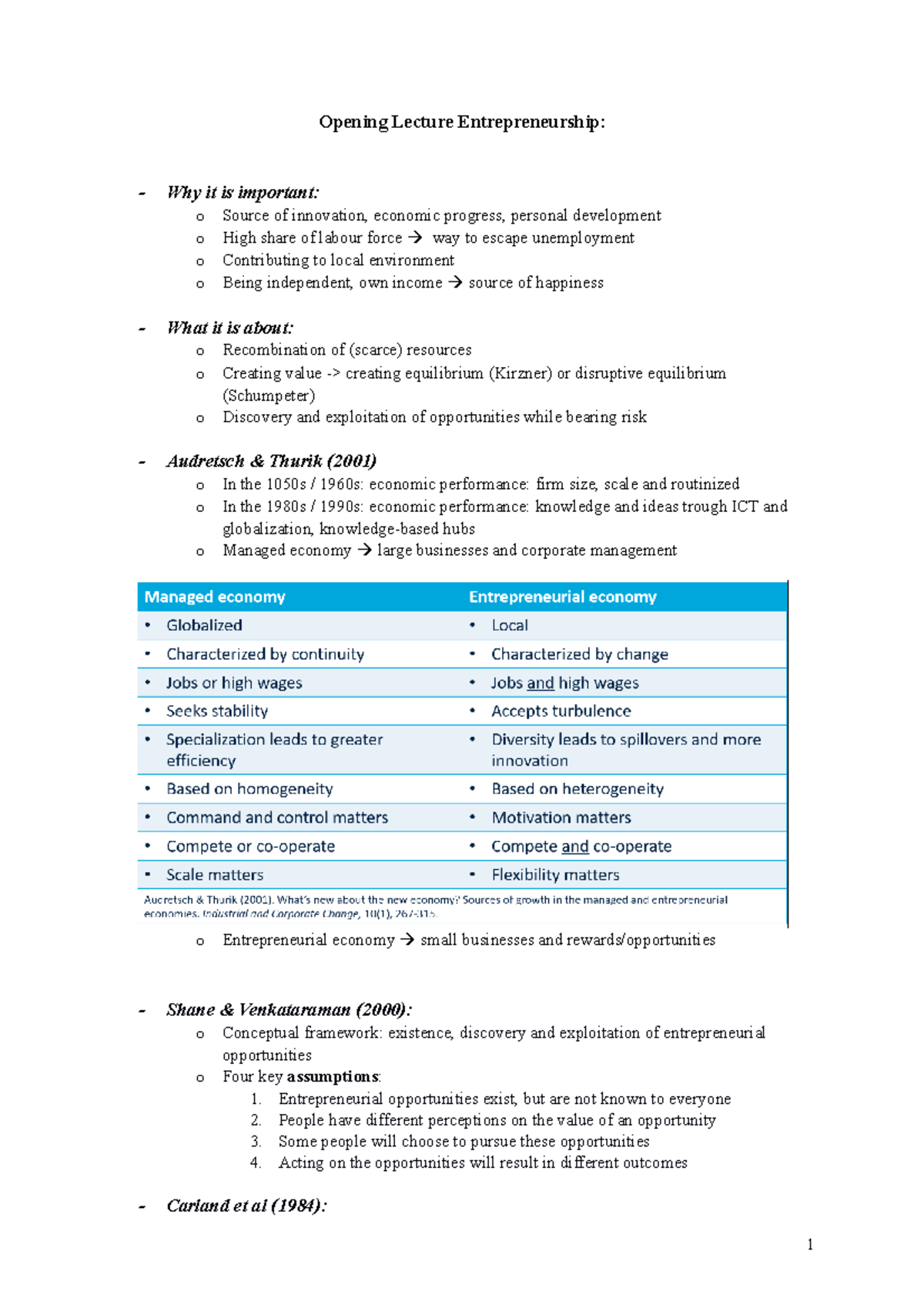Opening Lecture Entrepreneurship - Entrepreneurial opportunities exist ...