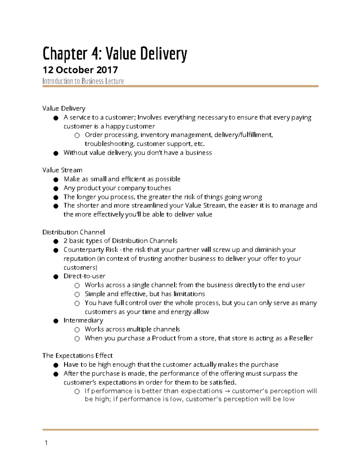 Chapter 4: Value Delivery Lecture - Chapter 4: Value Delivery 12 ...