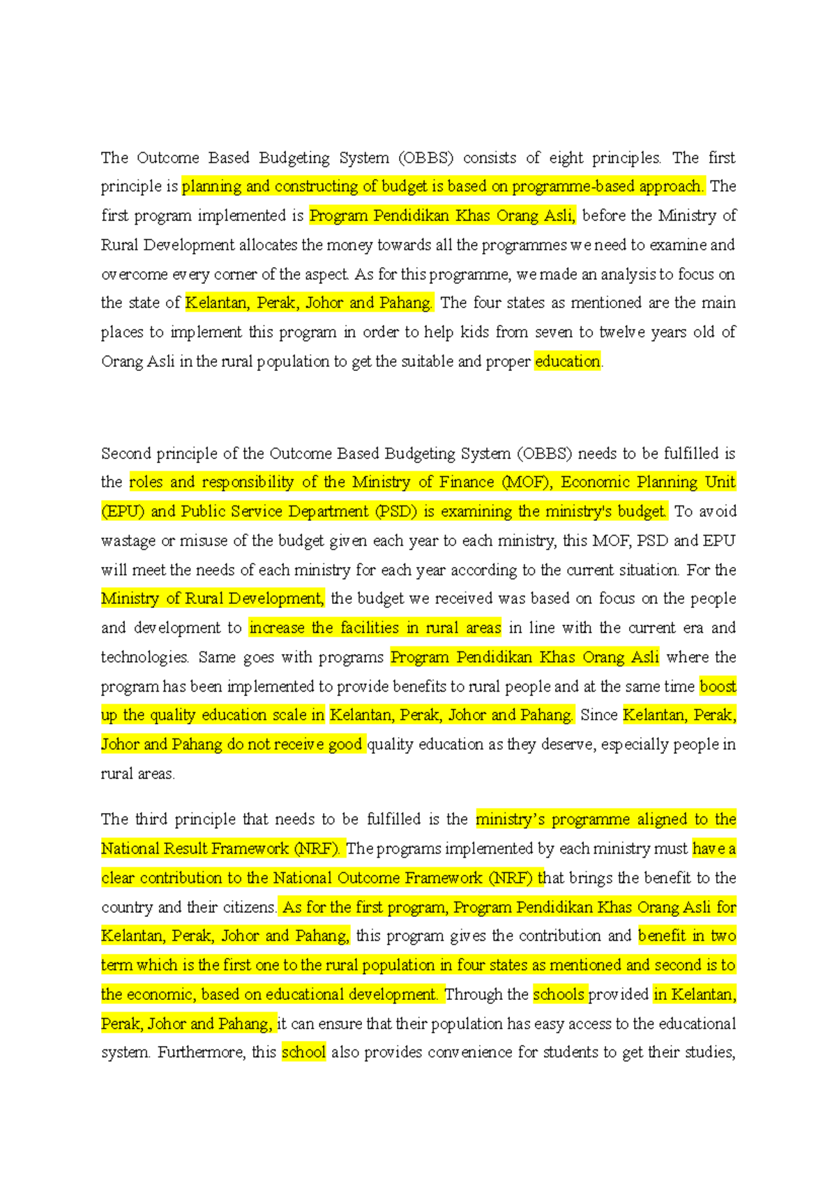 outcome based budgeting pad 370 assignment group member - The Outcome ...