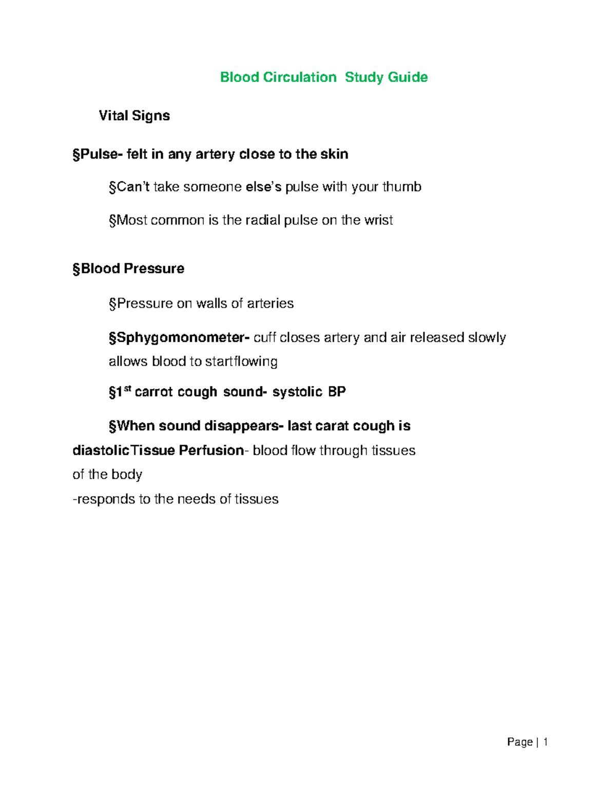 Blood Circulation Study Guide - CO §Exchanges gases in lungs §Forms ...