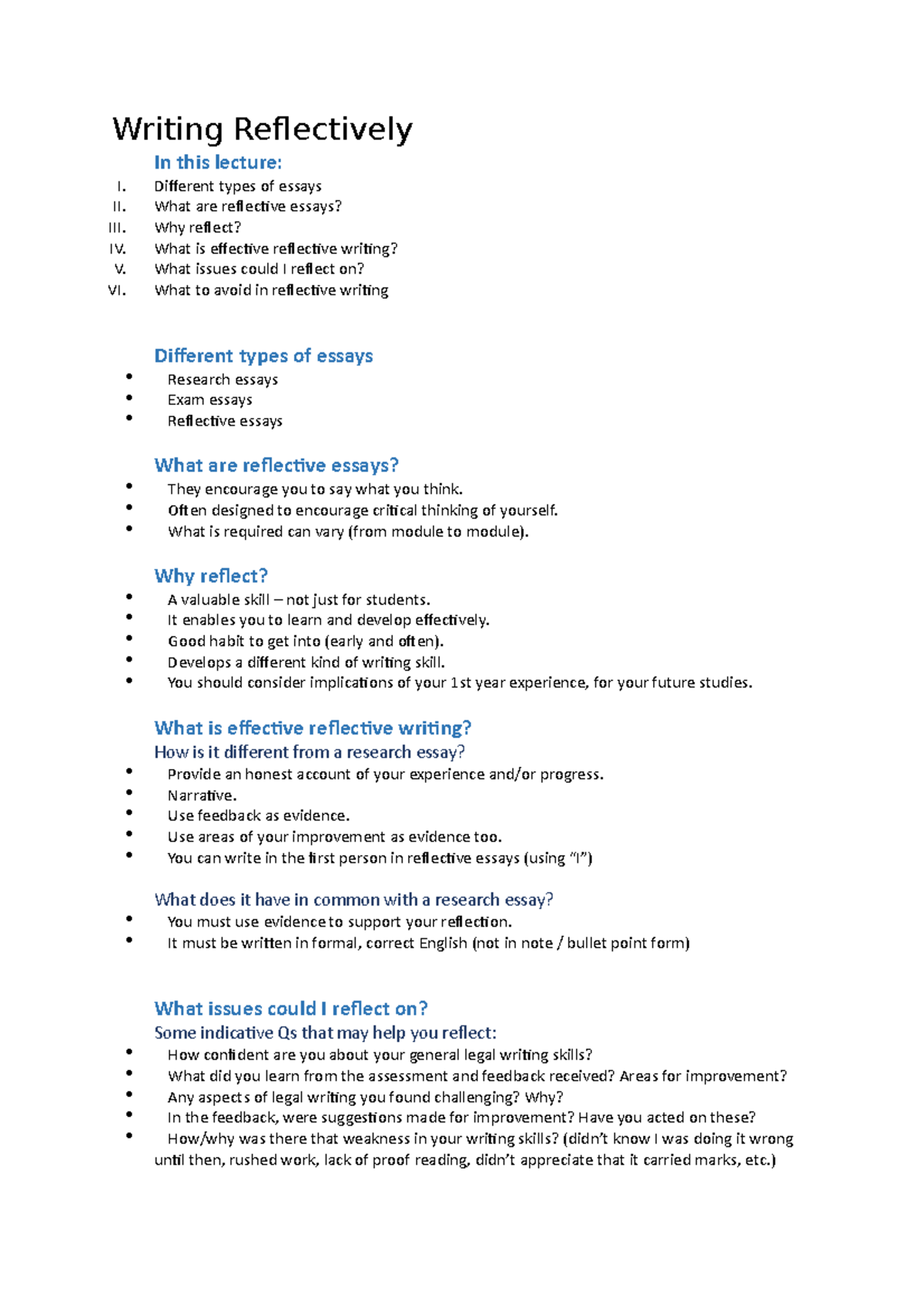 Writing Reflectively Lecture 4 - Writing Reflectively In this lecture ...