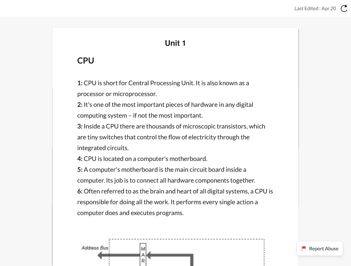 Csa Unit 1 Summary Bachelors Of Computer Applications Unit 1 Cpu 1 Cpu Is Short For Central