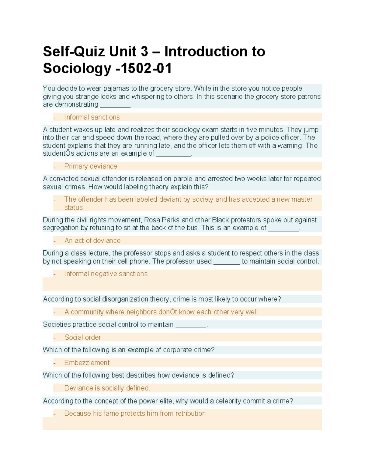 Self-Quiz Unit 3 – Introduction to Sociology - Self-Quiz Unit 3 ...