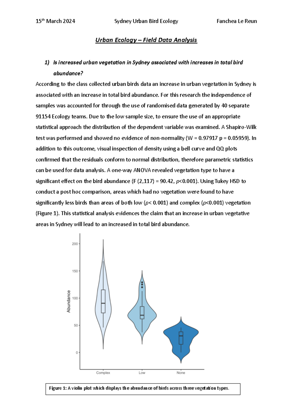 Urban Ecology - Field Data Analysis - Urban Ecology – Field Data ...