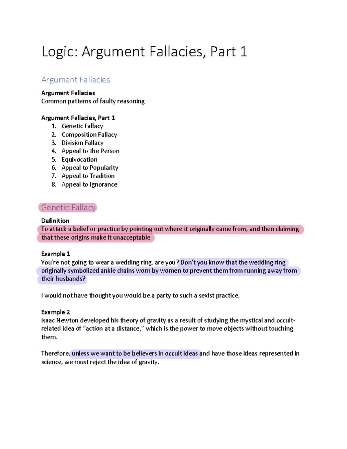 Notes - Week 2 Argument Fallacies p - Logic: Argument Fallacies, Part 1 ...