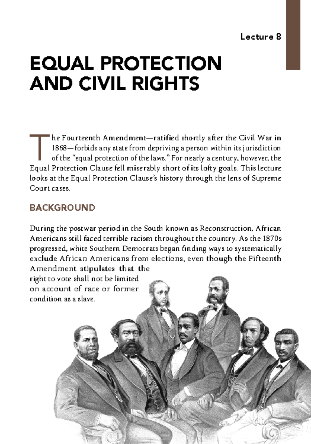 Zlib - Lecture 8 EQUAL PROTECTION AND CIVIL RIGHTS T he Fourteenth ...