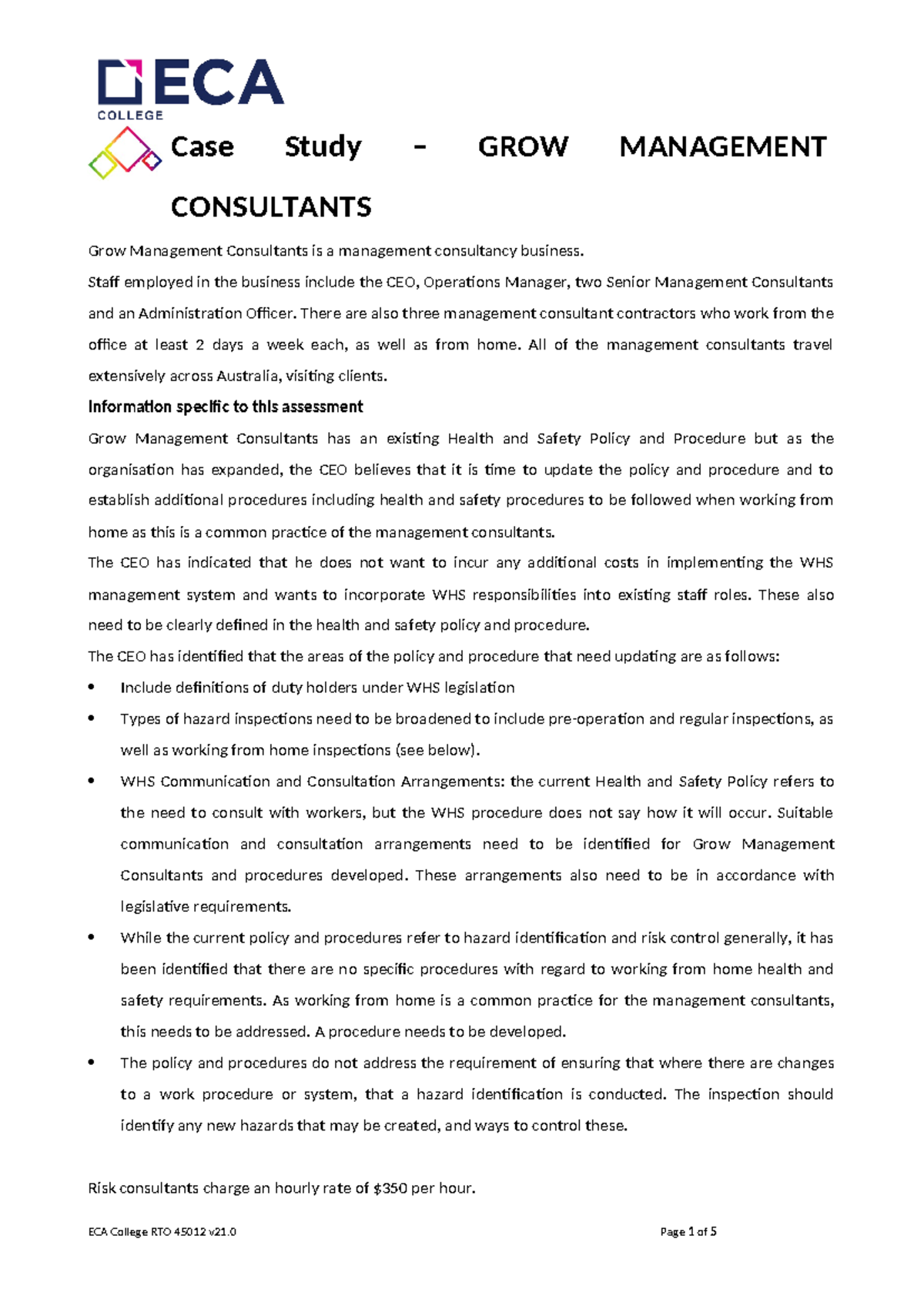 Bsbwhs 521 - Case Study - Demonstrate leadership in the workplace ...