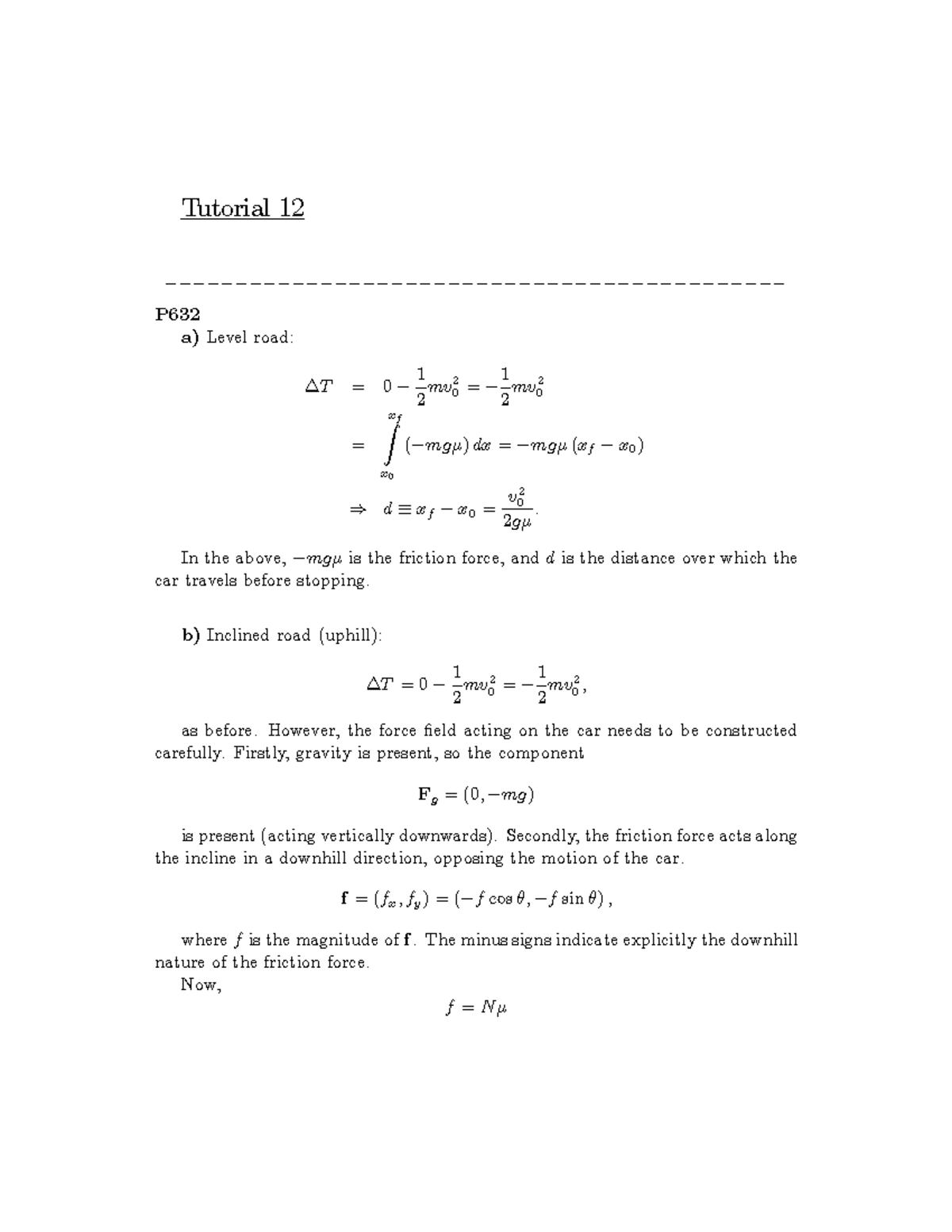 Tut 10 sol p2 - TUTORIAL - Tutorial 12 ____________________________________________ P a) Level ...
