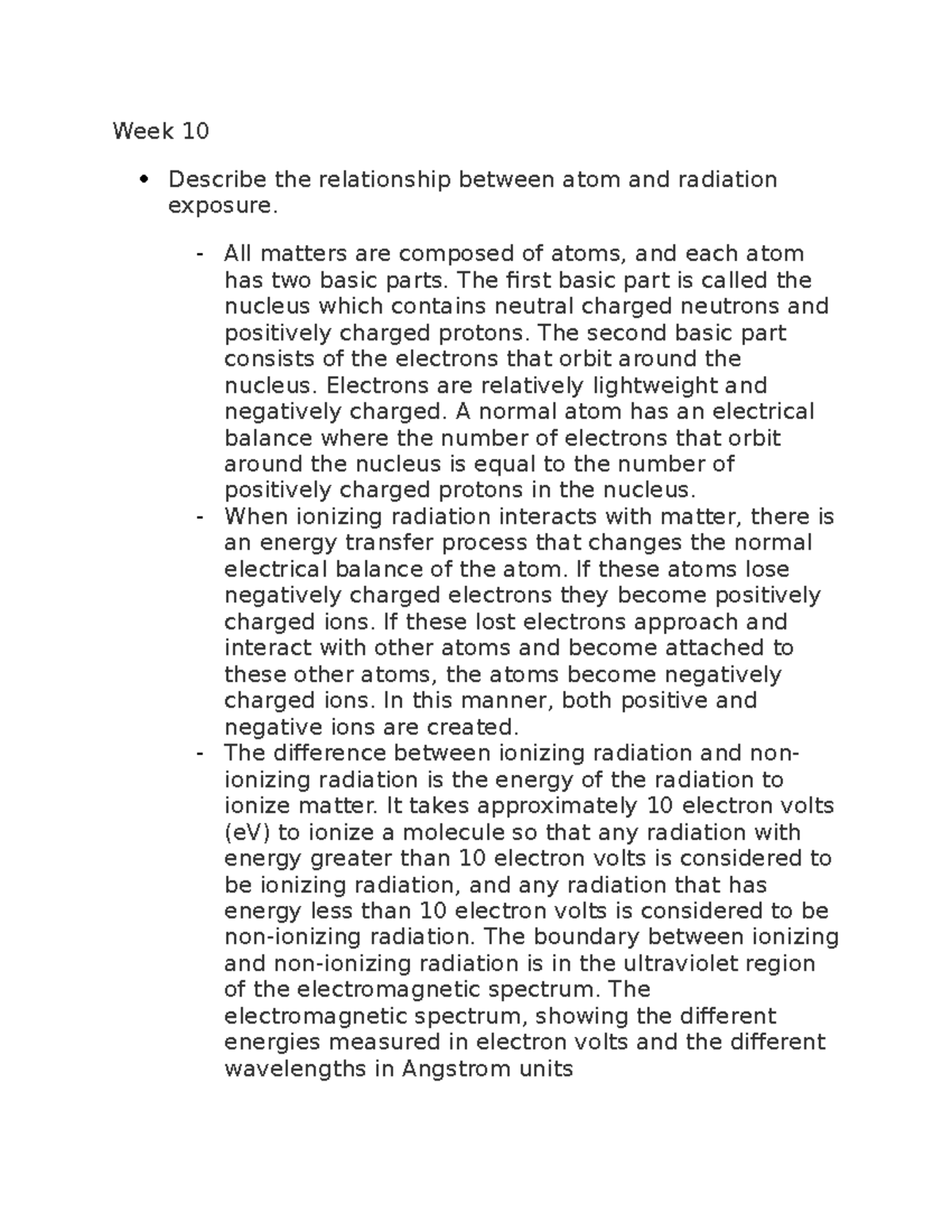 Week 10 occ - review notes - Week 10 Describe the relationship between ...