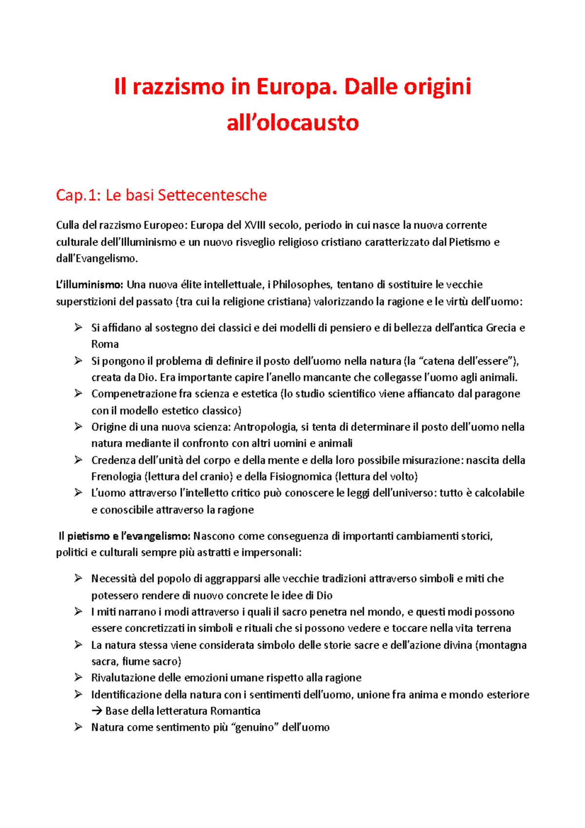 Riassunto "Il razzismo in Europa: dalle origini all'Olocausto" - G. L ...